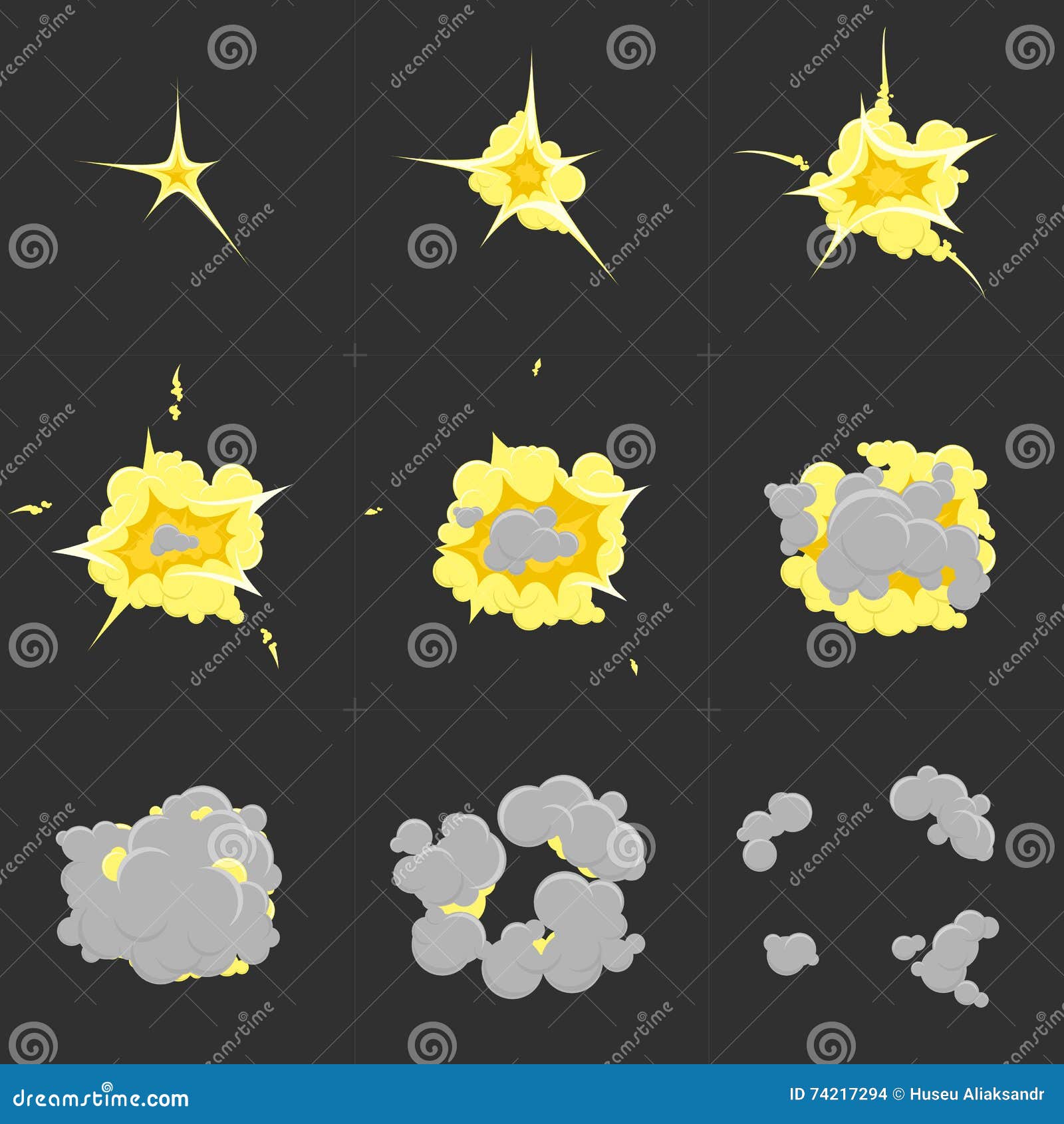 Vector animation explosion stock vector. Illustration of burst - 74217294