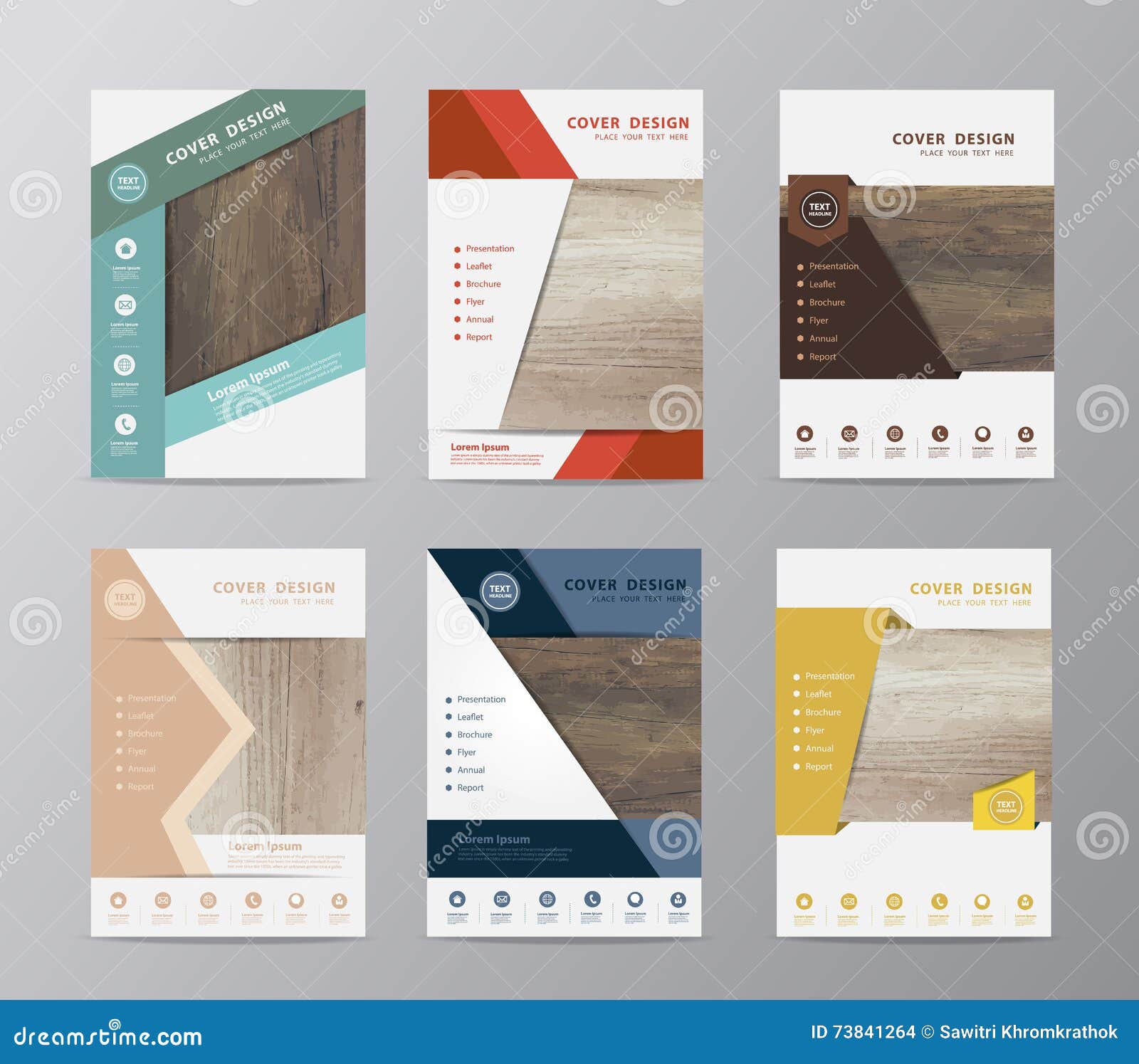 Vector Annual Report Brochure Flyer Design Template Wood Texture Stock ...
