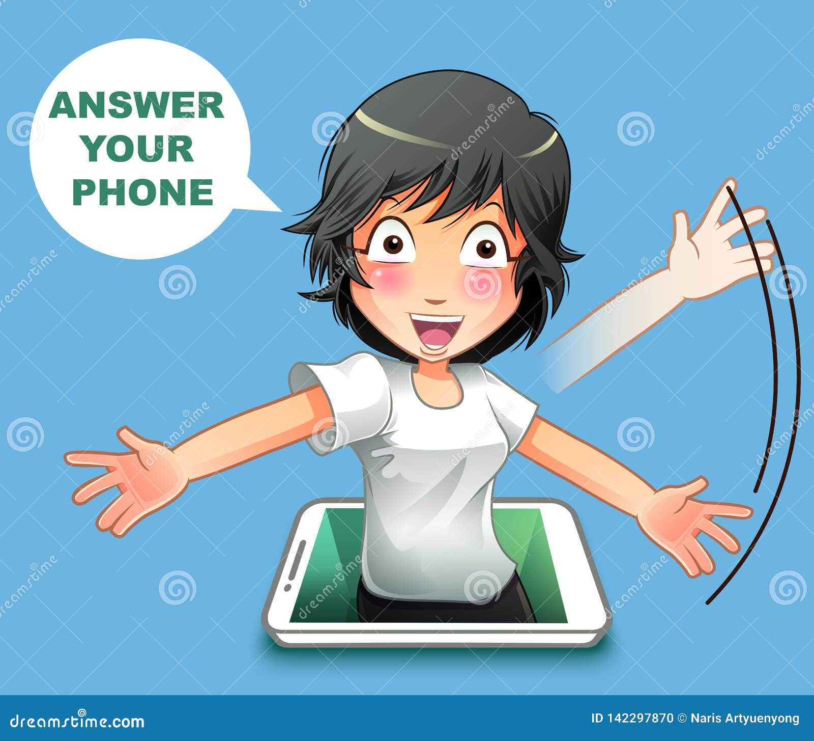Answer your phone. stock vector. Illustration of cartoon - 142297870 Answer your phone. stock vector. Illustration of cartoon - 142297870