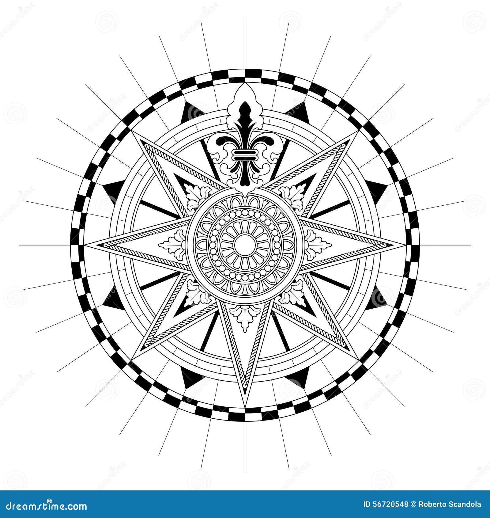 Antique Compass Rose Vector Illustration | CartoonDealer.com #185558396