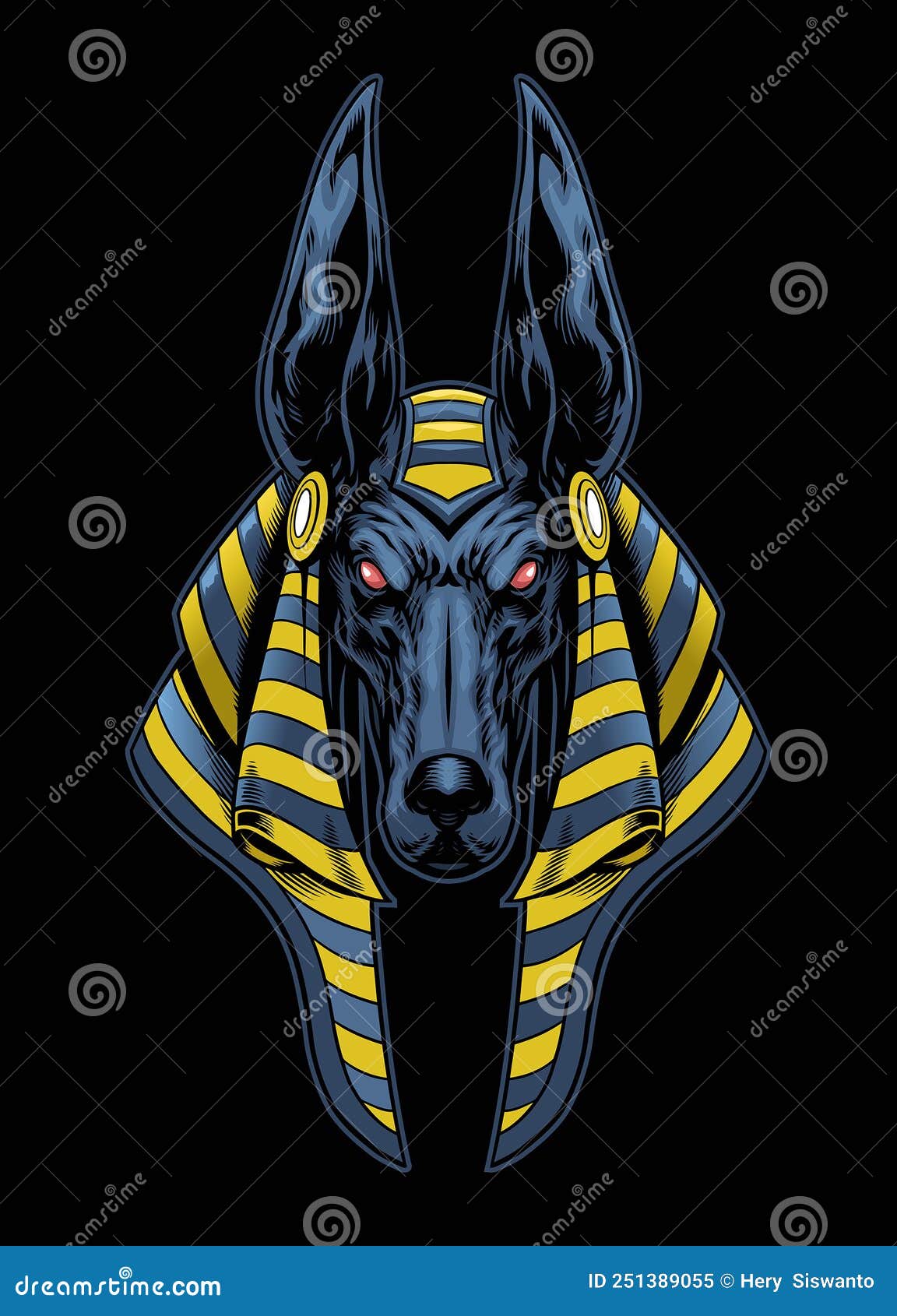 Anubis God Head of Egyptian Mythology Stock Vector - Illustration of ...