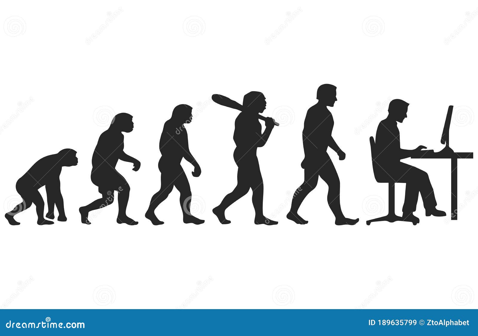 Silhouette Man Evolution Cartoon Vector | CartoonDealer.com #61018477
