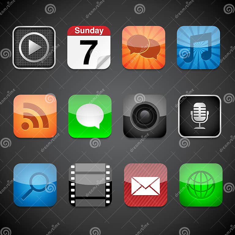 App Icons stock vector. Illustration of glossy, backdrop - 29823911