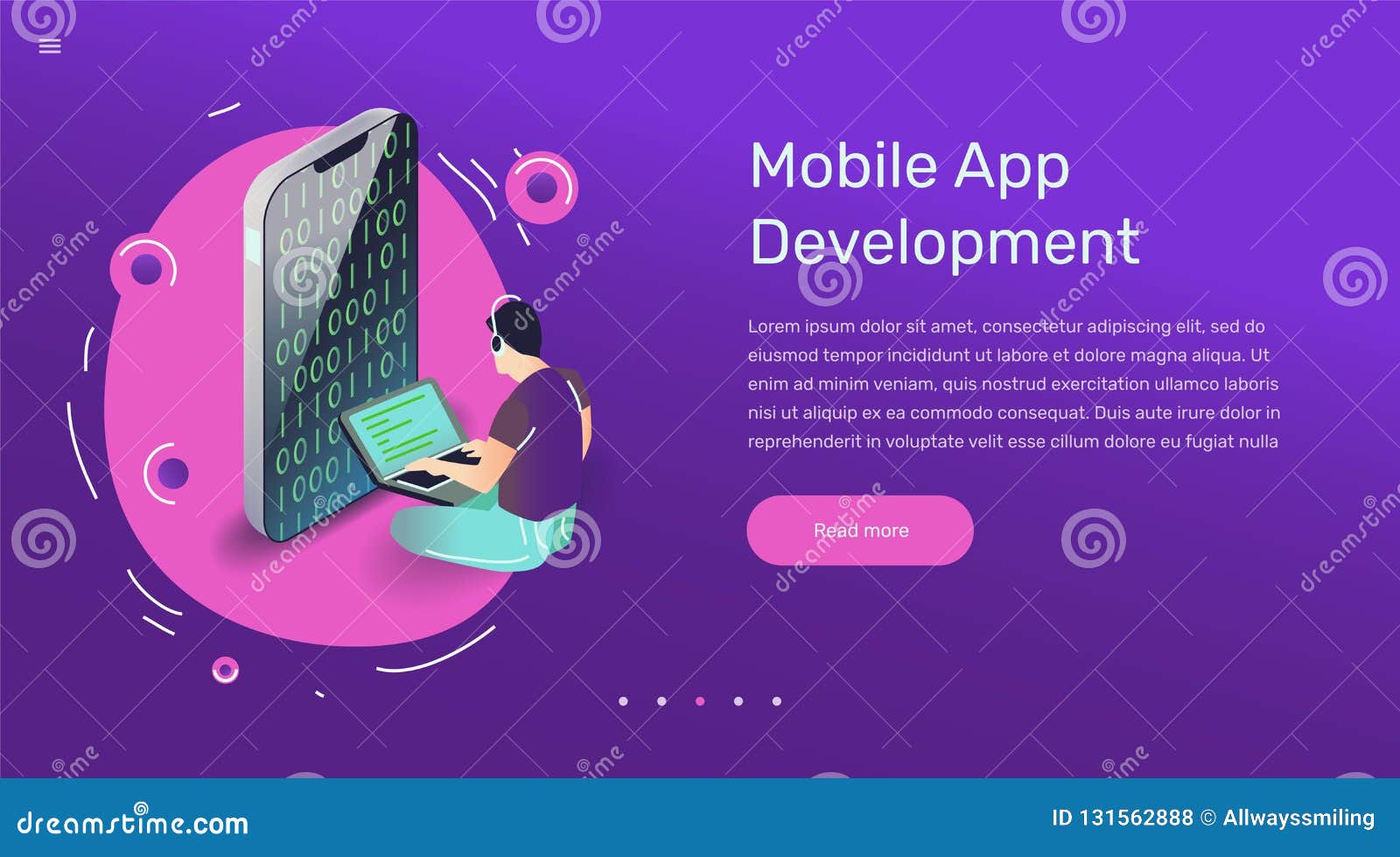 Vector App User Illustration. Flat Art with Smartphone Mobile ...