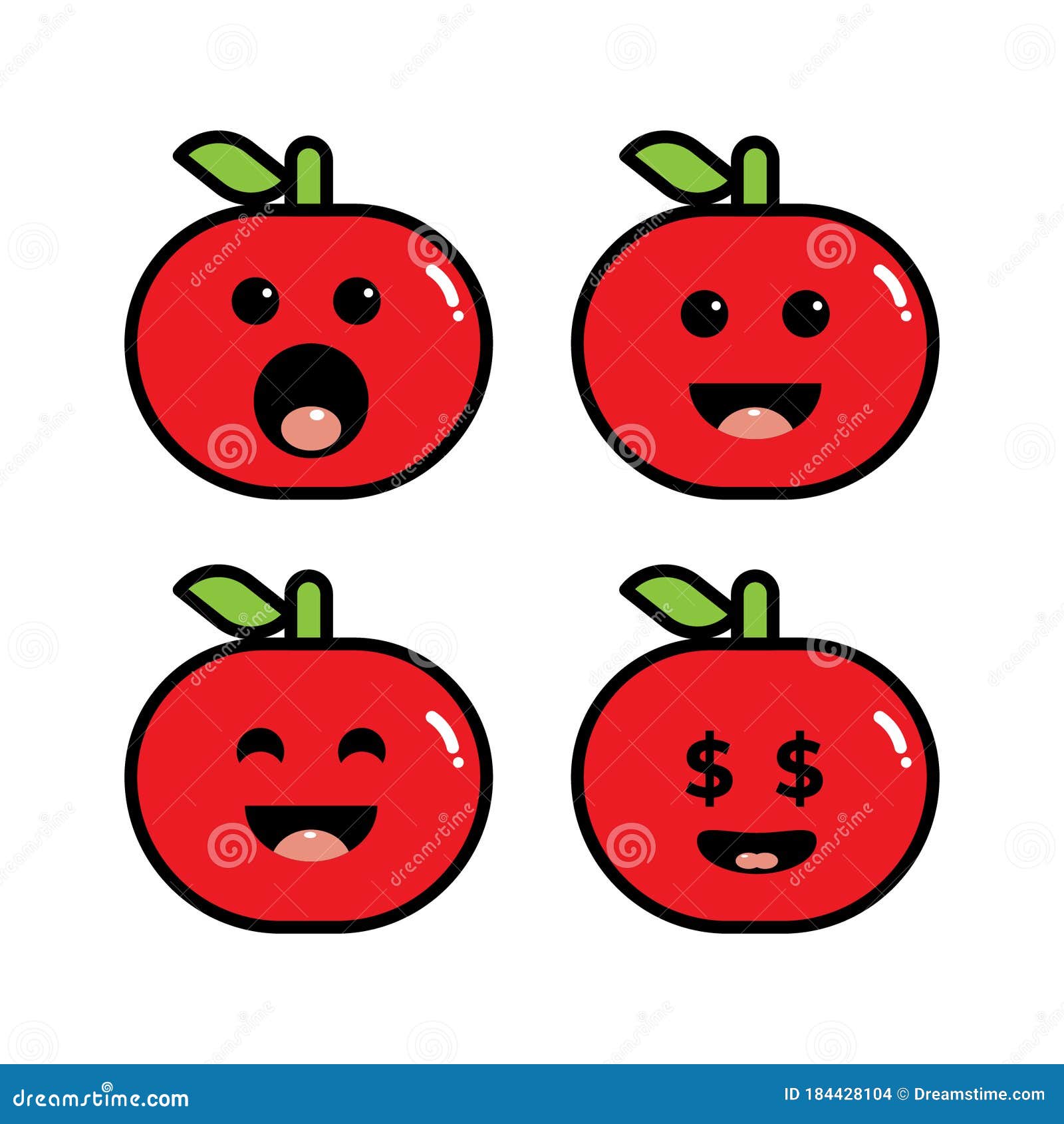 Vector Apple Cartoon Character Design Stock Vector - Illustration of ...