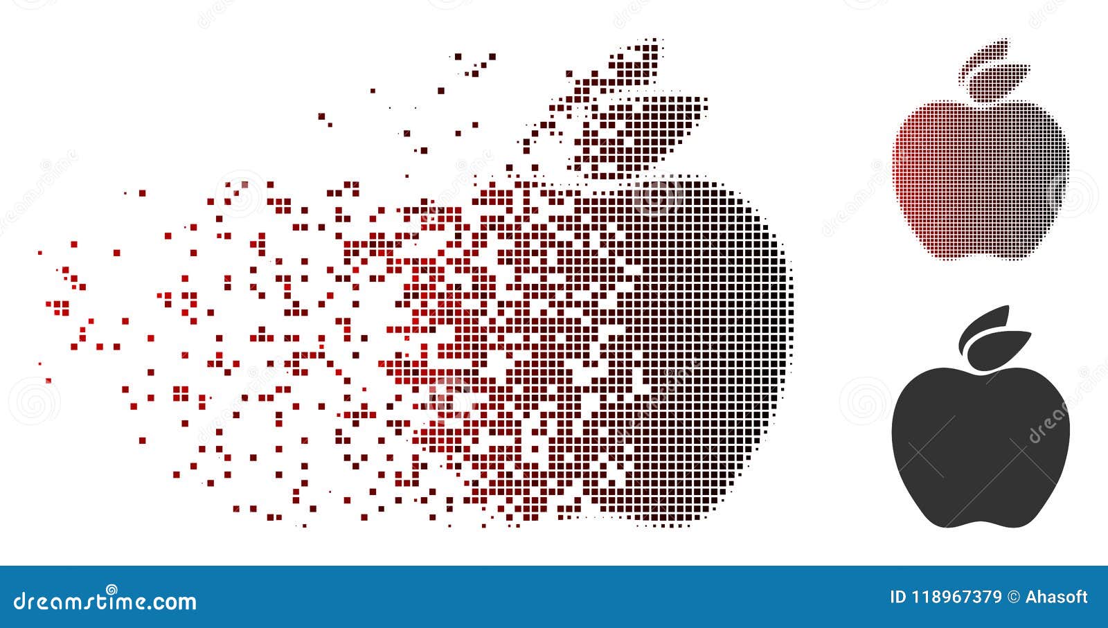 Moving Pixel Halftone Apple Icon Stock Vector - Illustration of ...