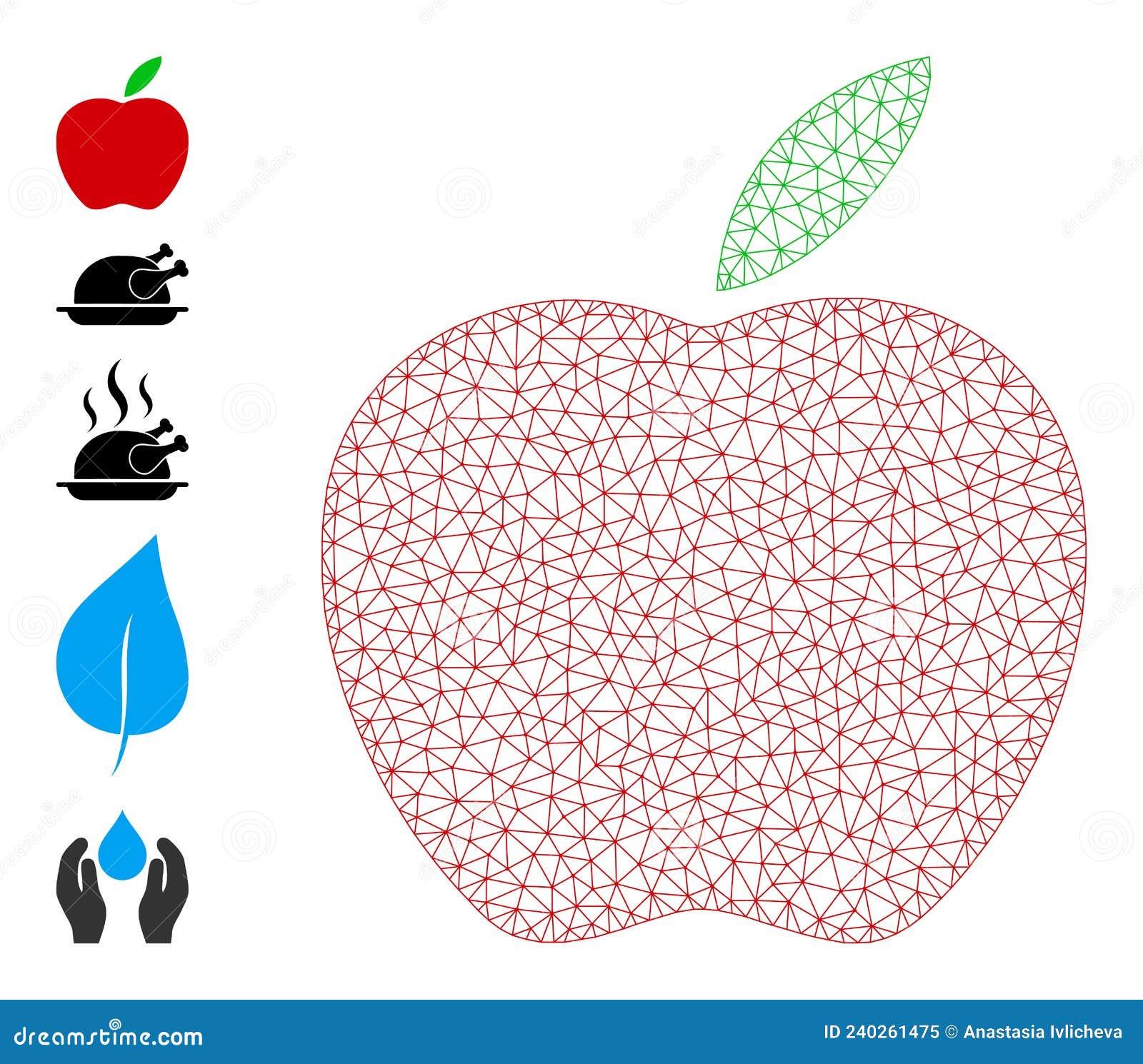 Mesh 2D Apple Icon stock vector. Illustration of icon - 240261475