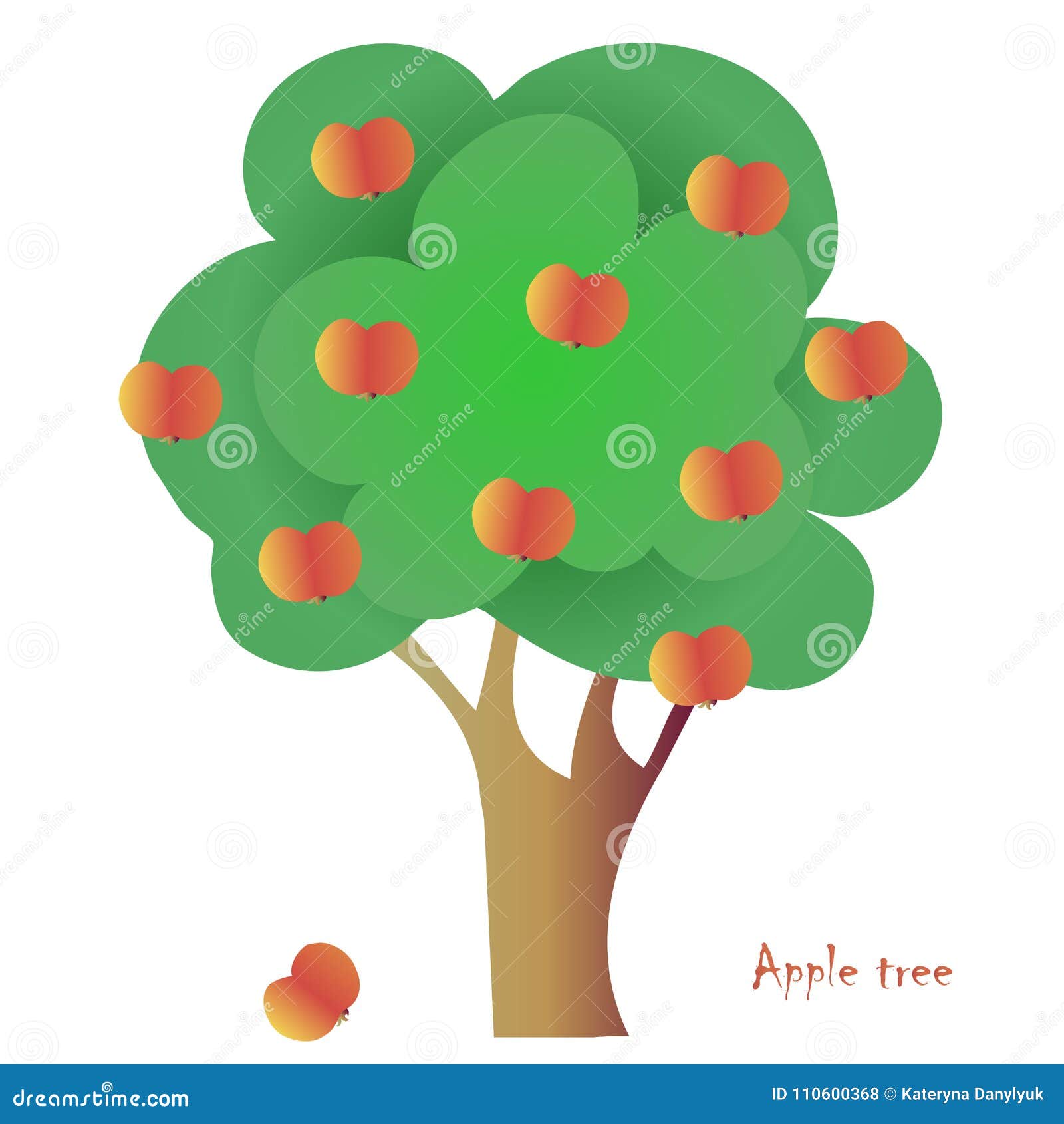 Vector Apple Tree for Emblem, for Icon, for Decoration Hand Drawn Stock ...