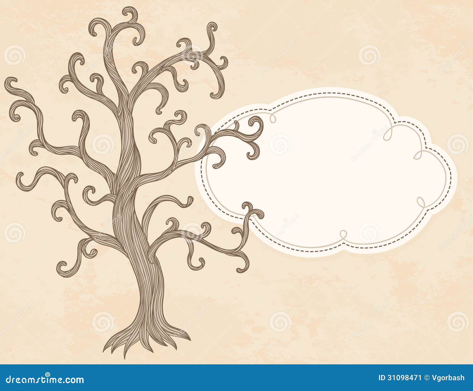 Vector Apple Tree and Frame. Invitation Card Template Design Stock ...
