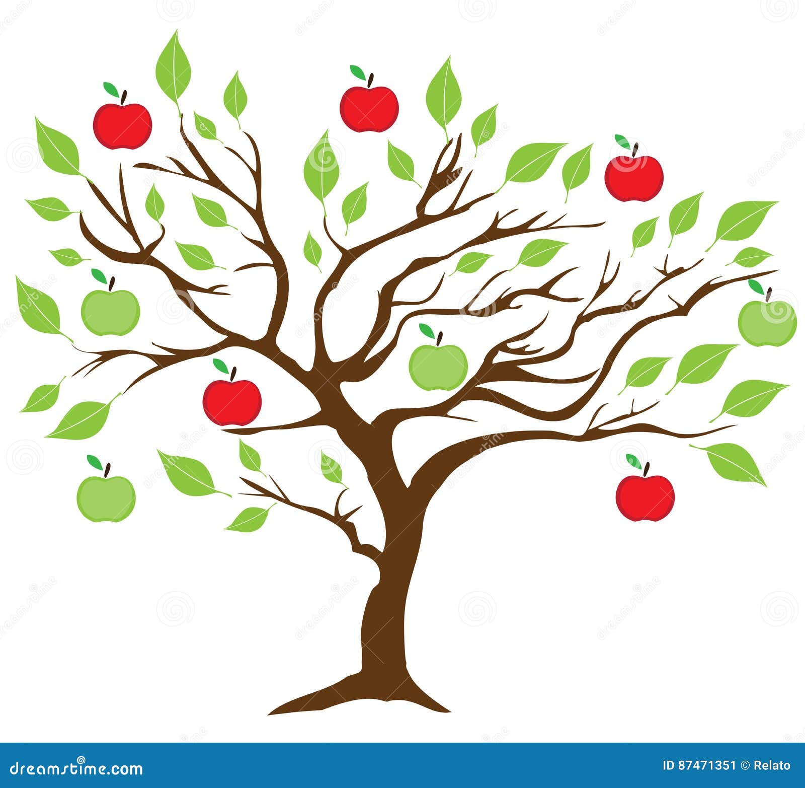 Vector apple tree stock vector. Illustration of graphic - 87471351