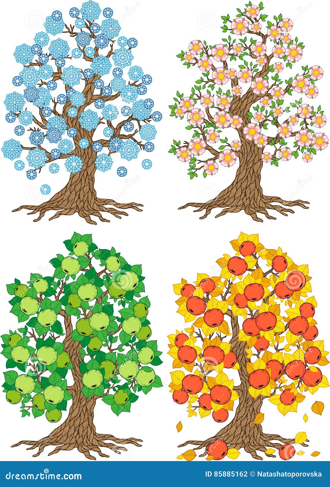 Vector Apple Tree. Tree Collection. Tree Season Stock Vector ...
