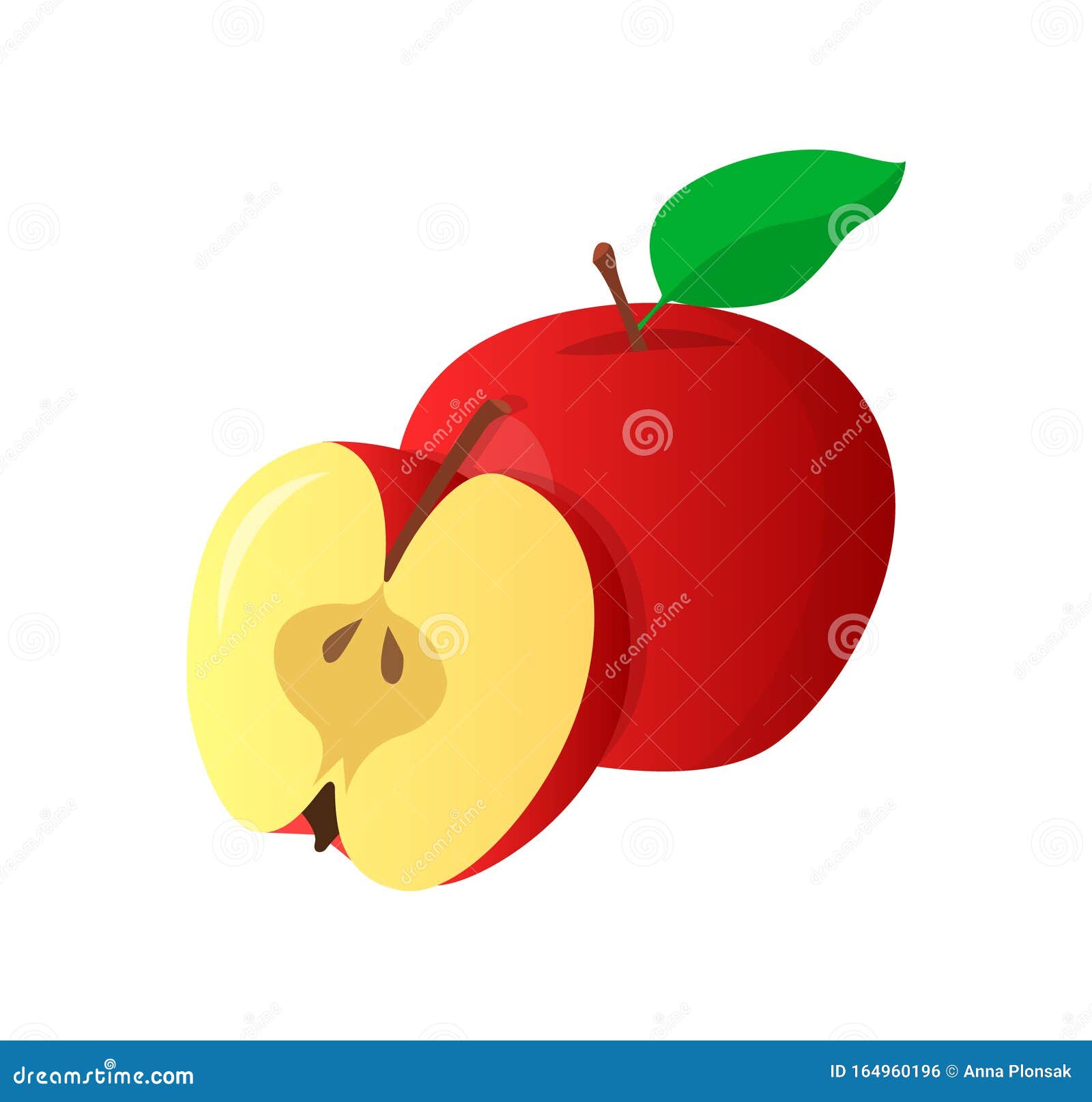 Vector Apple. the Apple is Whole and in Cut Stock Illustration ...