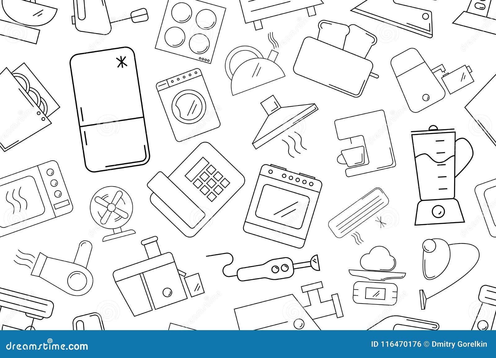Vector Appliances Pattern. Appliances Seamless Background Stock Vector ...