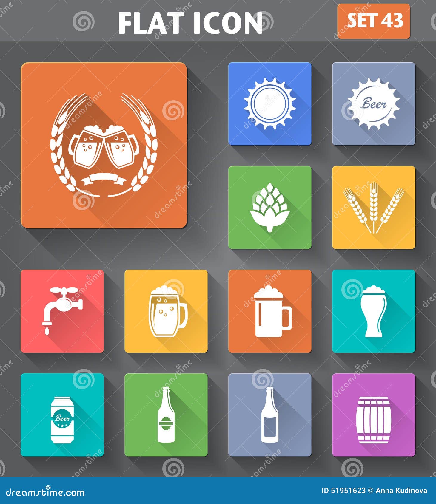 Vector Application Beer Icons Set in Flat Style Stock Vector ...