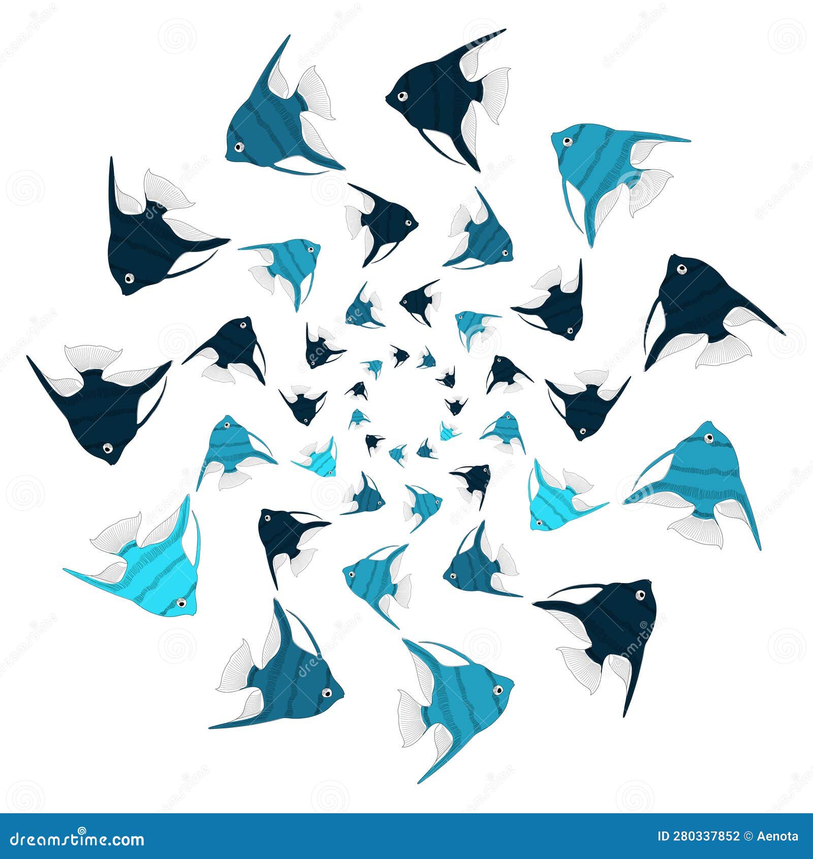 Fish Angelfish , Hand-drawn Watercolor Vector Illustration ...