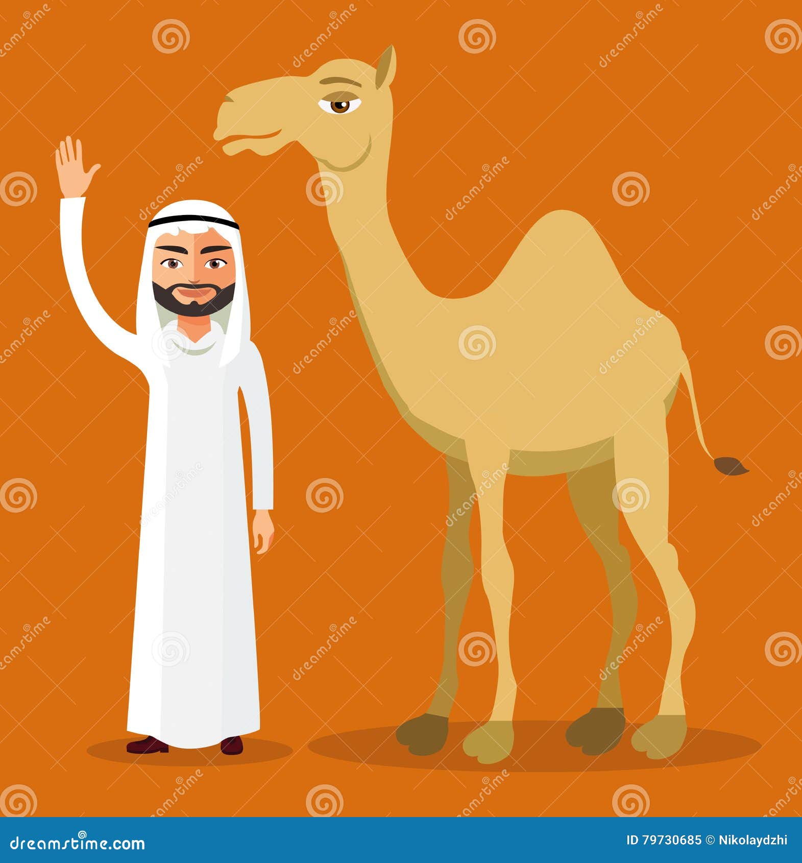 Arab, Bedouin In National Dress, Holding A Fish, Isolated Object On ...