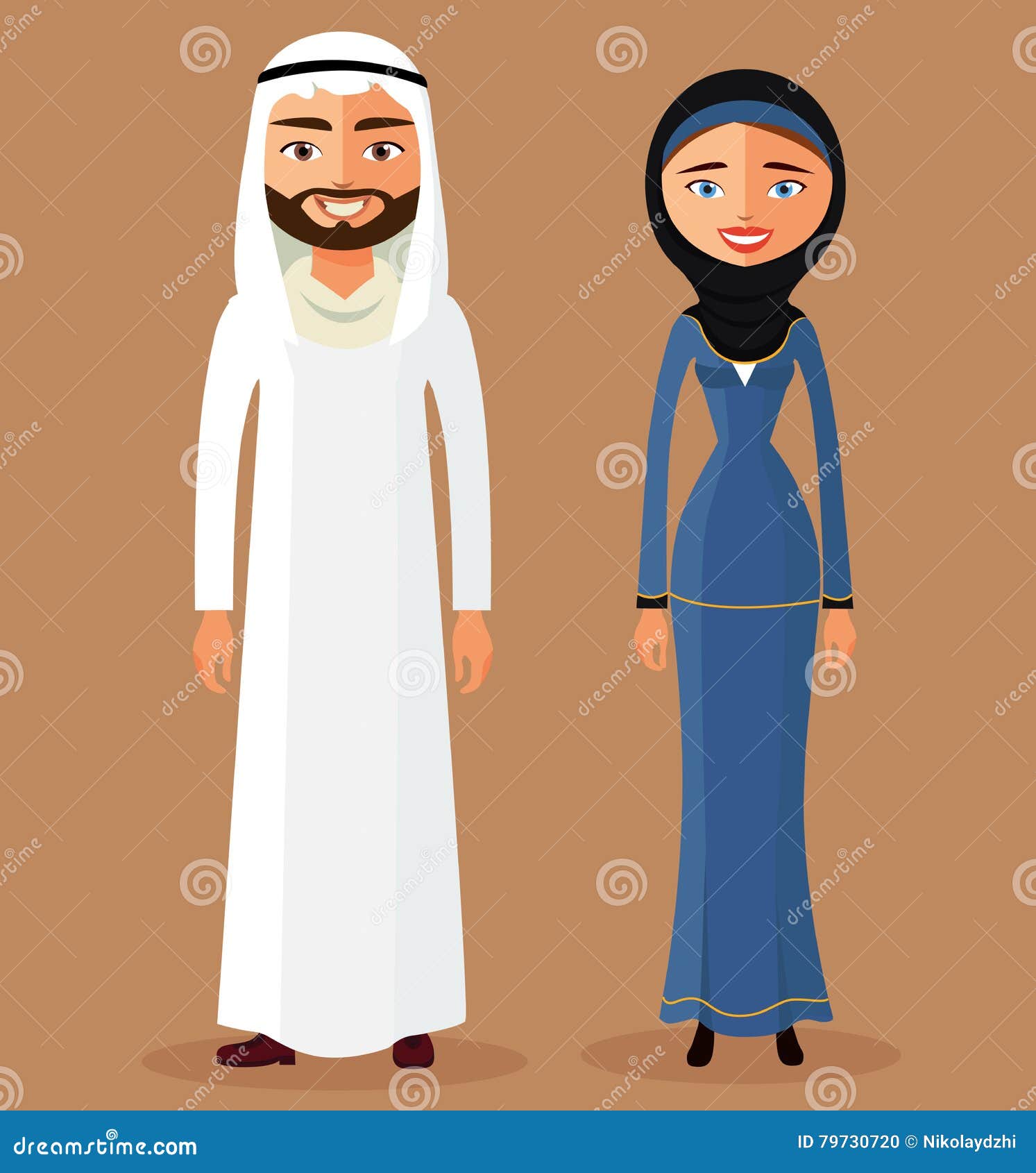 Vector - Arab People Couple Character. Isolated Stock Vector ...