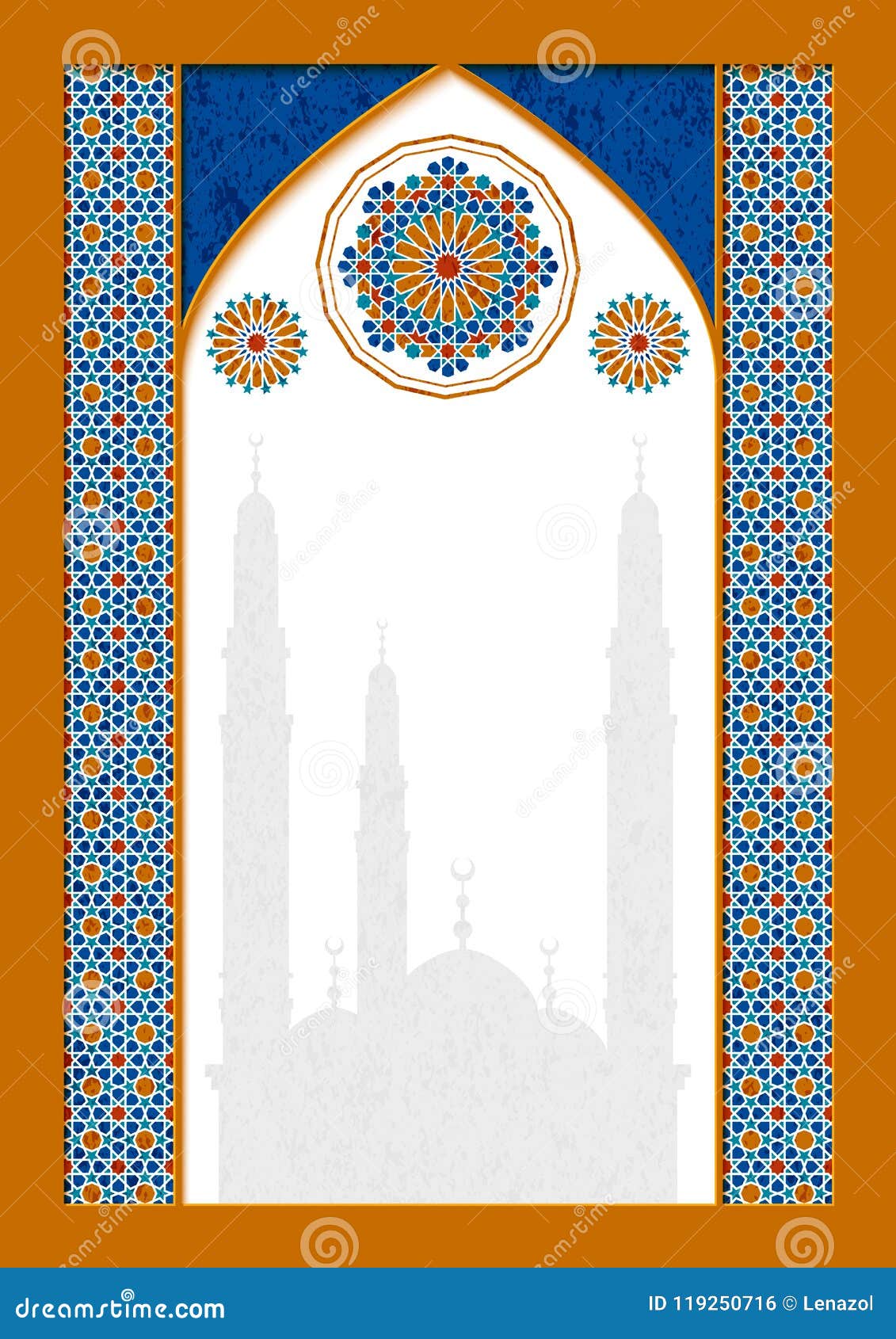 Vector Card Template with Arabic Textures and Mosque Borders. Design ...