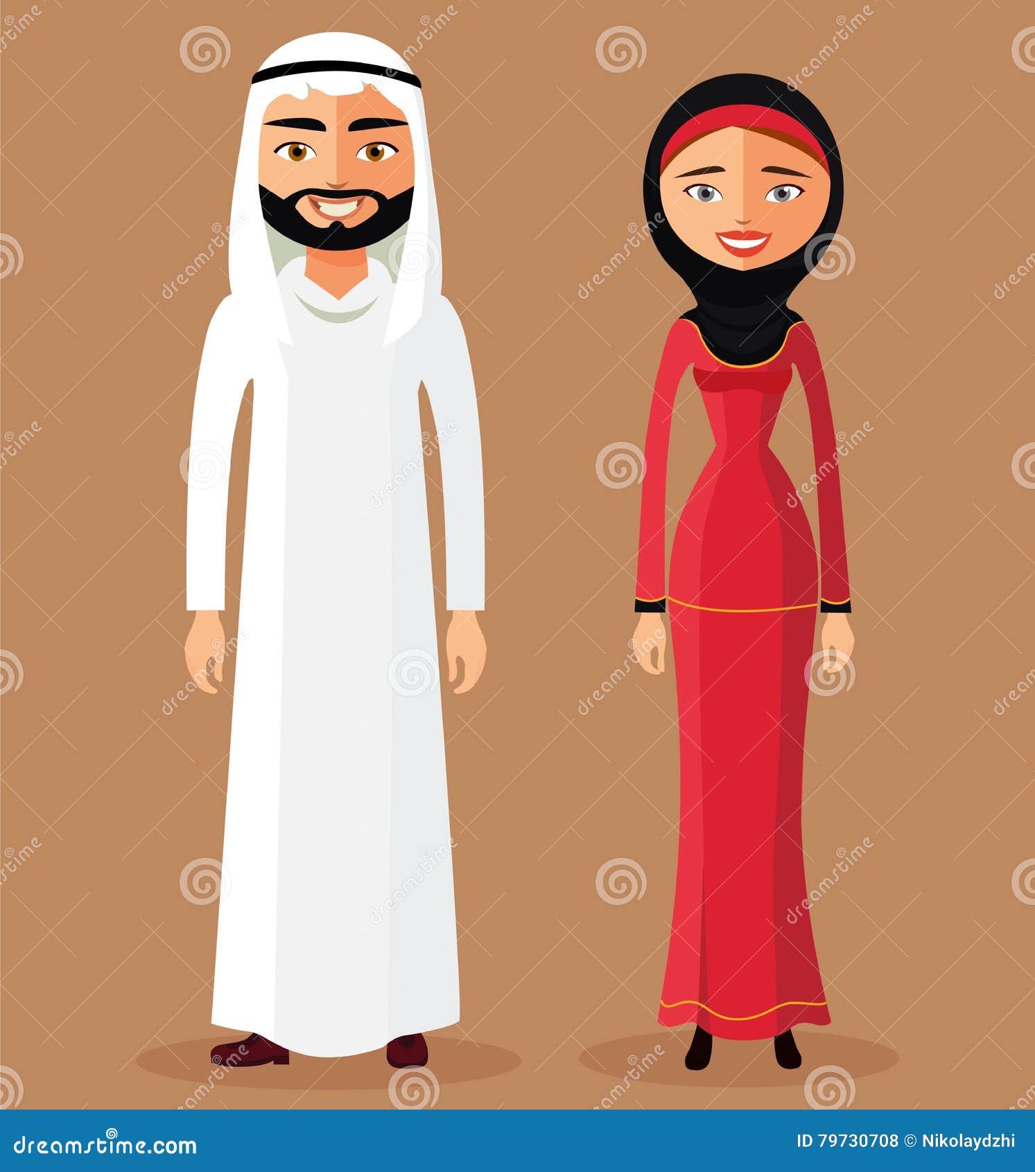 Vector - Arabic People, Arab Woman, Arabian Man Stock Vector ...