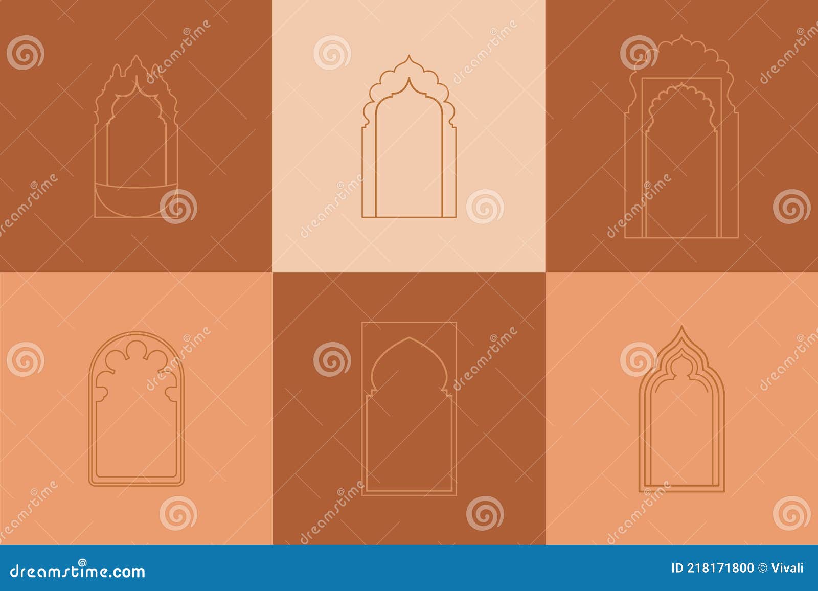 Vector Arched Elements, Different Window in Linear Style for Logos ...