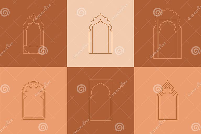 Vector Arched Elements, Different Window in Linear Style for Logos ...