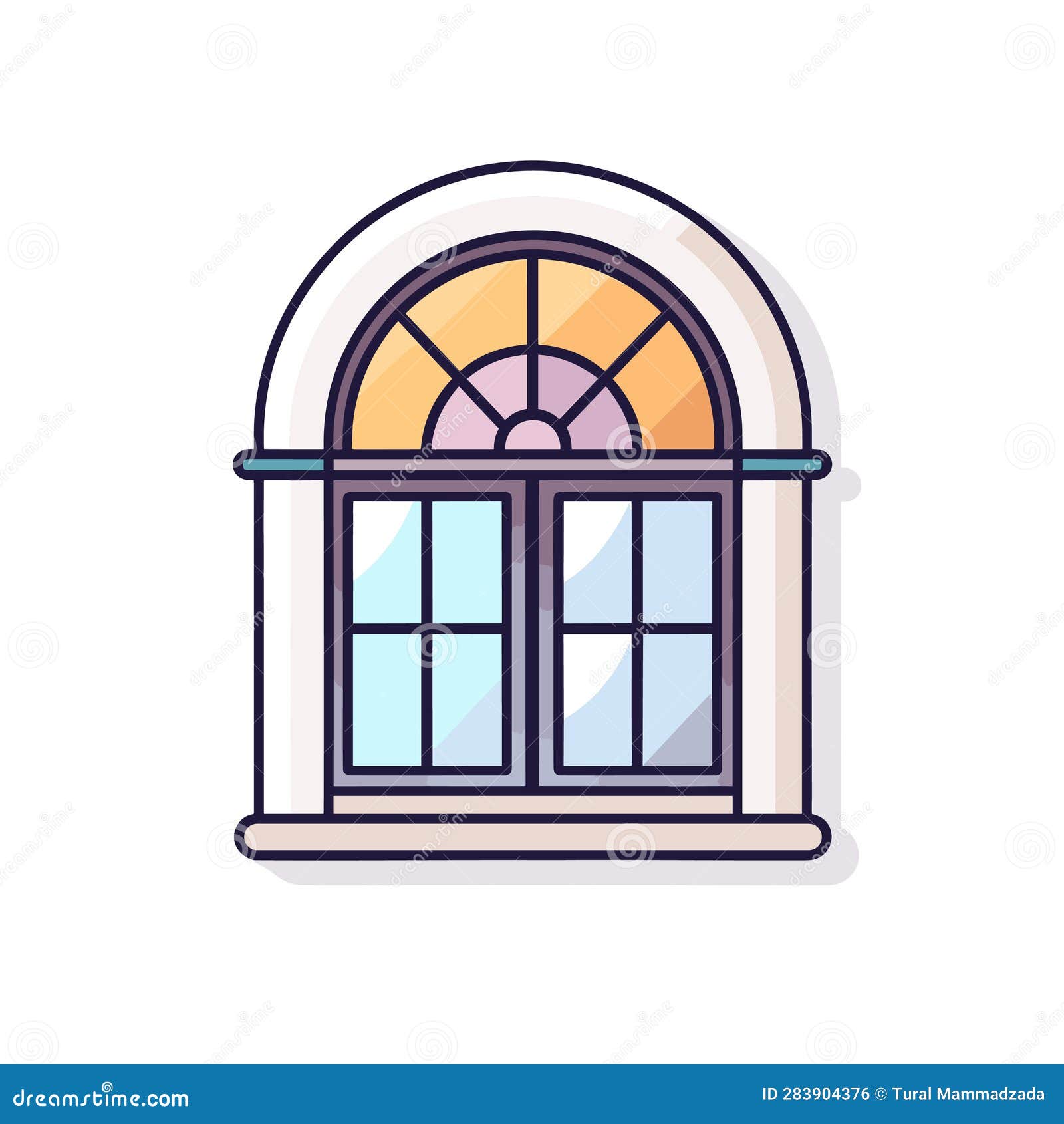 Vector of an Arched Glass Window on a Minimalistic White Background ...