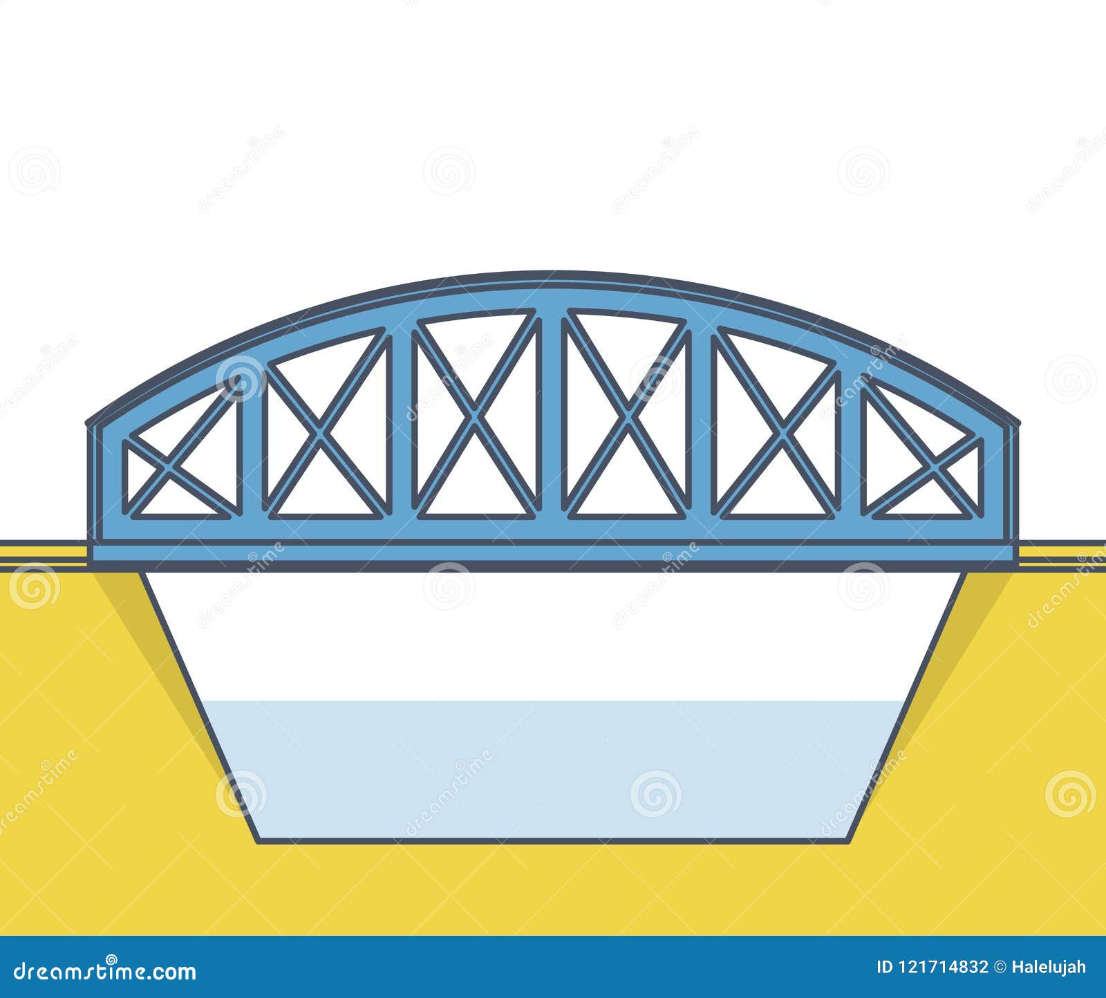 Vector Arched Train Bridge, Oulined Side View, Isolated, White ...
