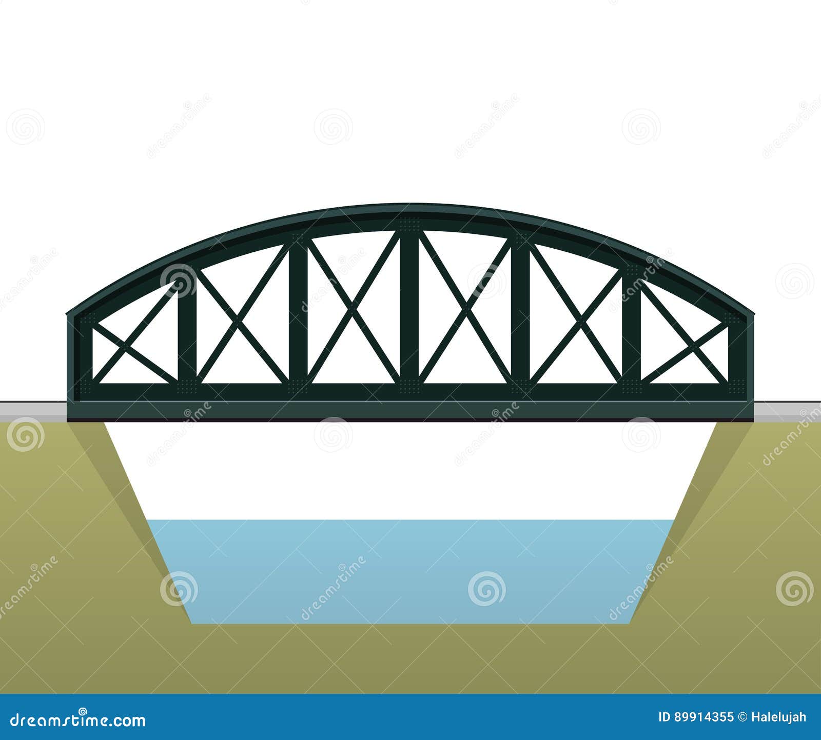 Vector Arched Train Bridge, Side View, on White Background. Stock ...