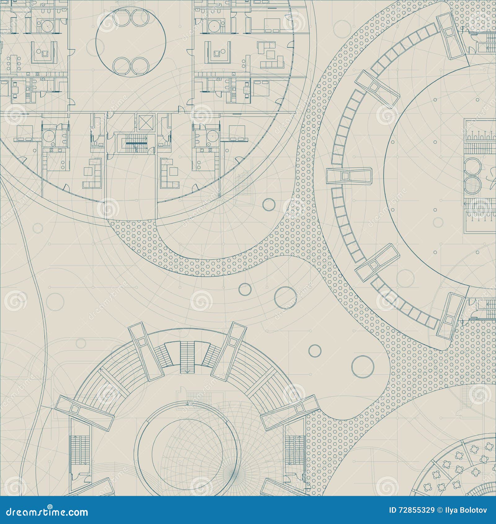 Blueprint And Engineering Linear Infographics Cartoon Vector ...