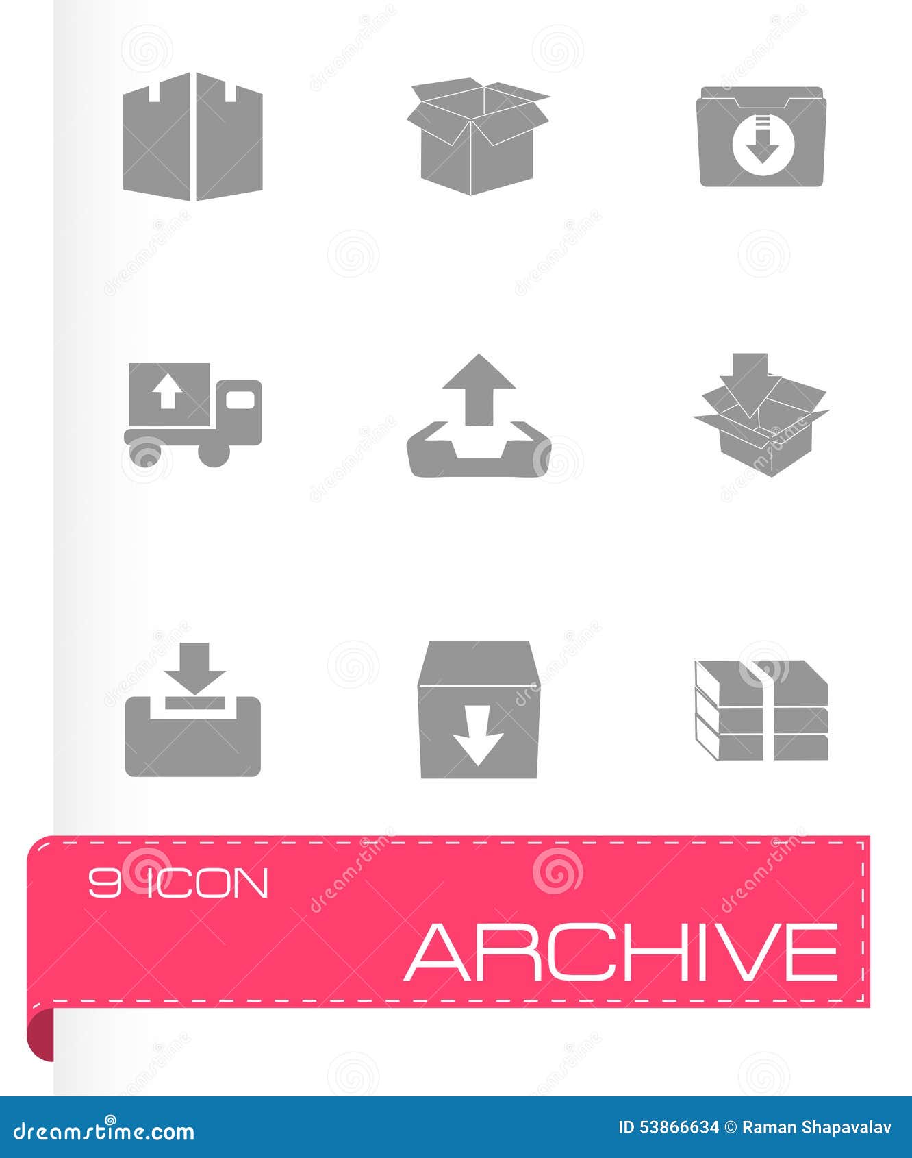Vector archive icon set stock vector. Illustration of attach - 53866634