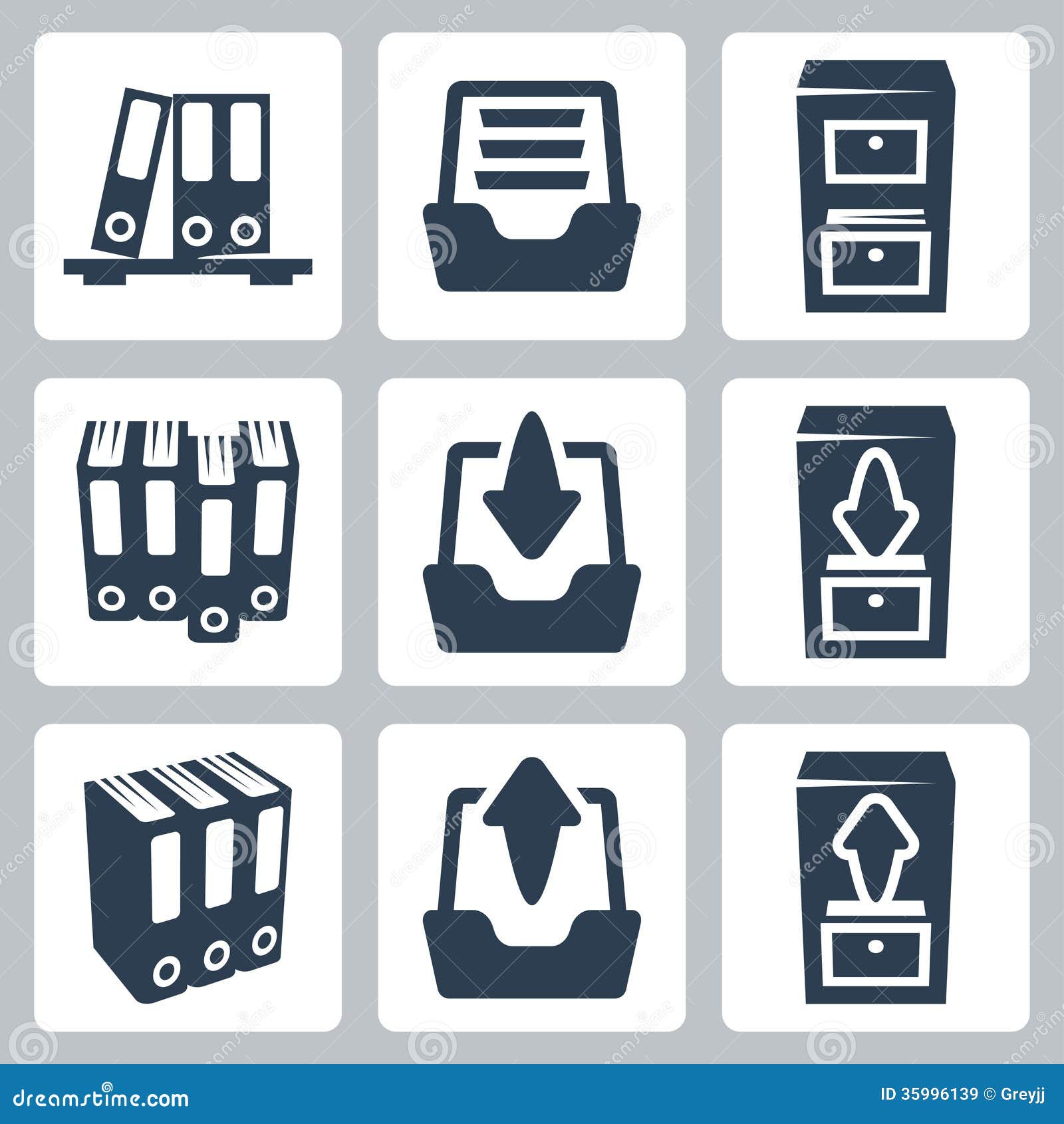 Vector archive icons set stock vector. Illustration of business - 35996139