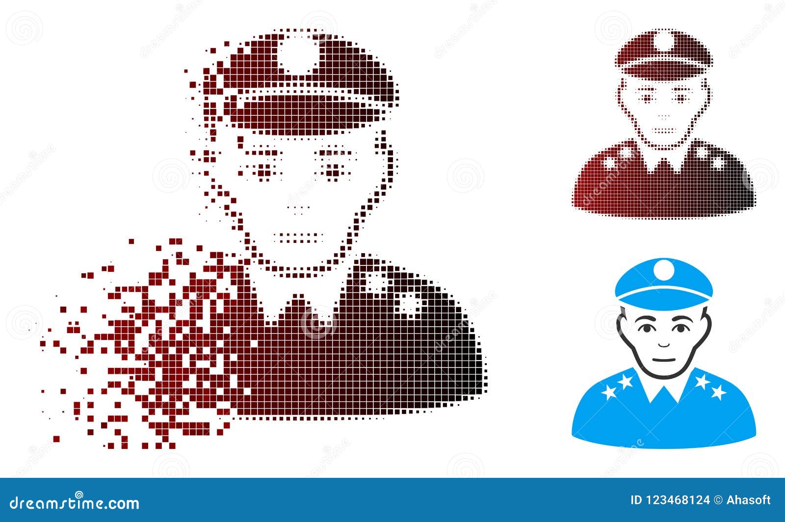 Fragmented Pixel Halftone Army General Icon Stock Vector - Illustration ...
