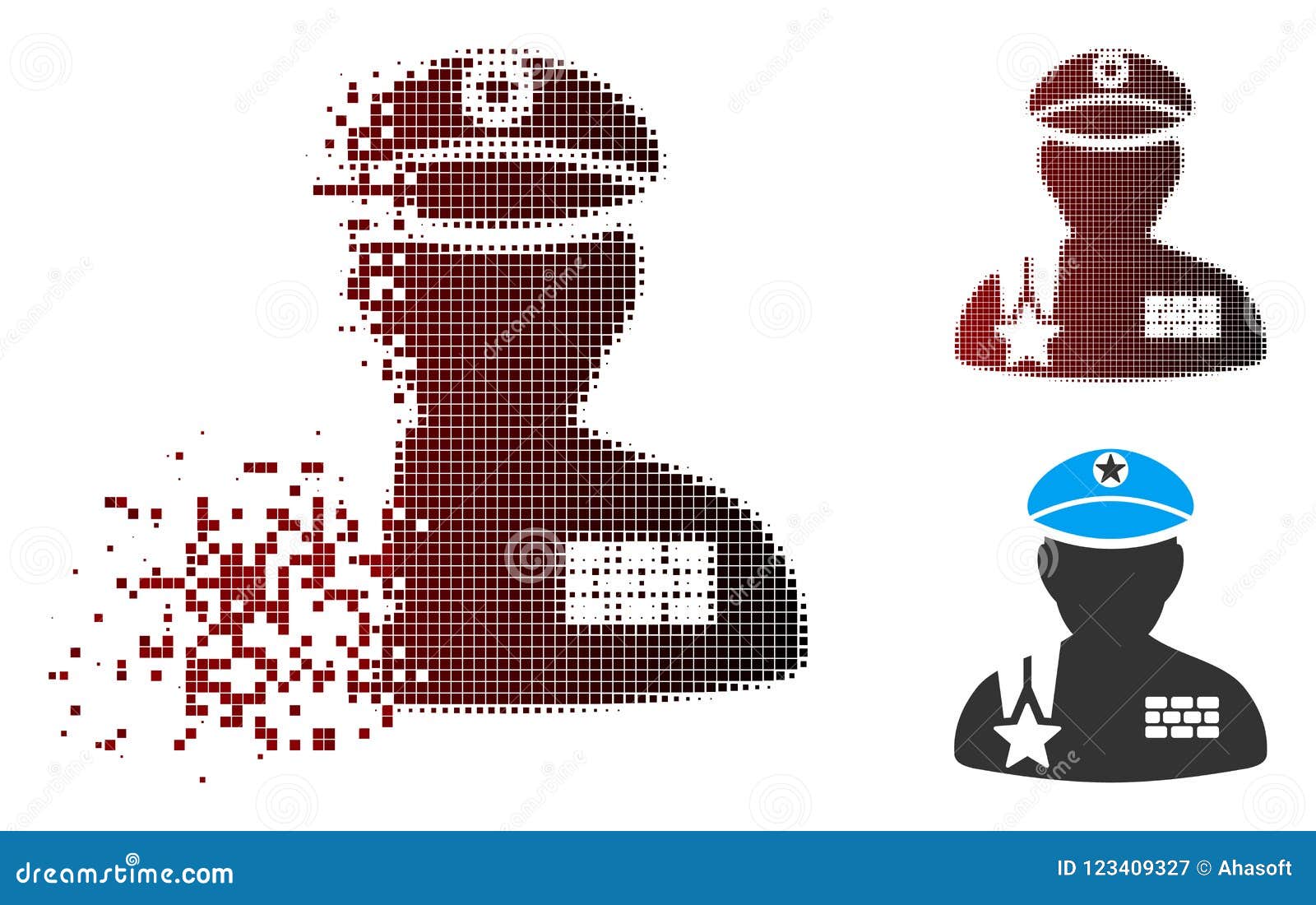 Fractured Pixel Halftone Army General Icon Stock Vector - Illustration ...