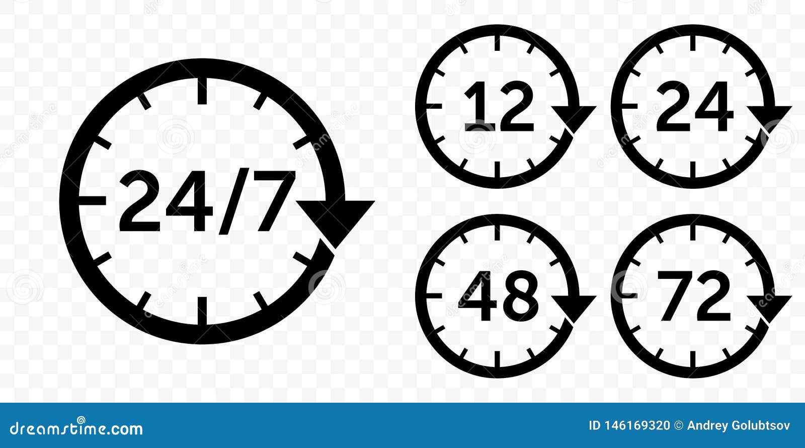 Clock With Arrows. Eight Hours. Illustration Hand Drawn In Doodle Line ...