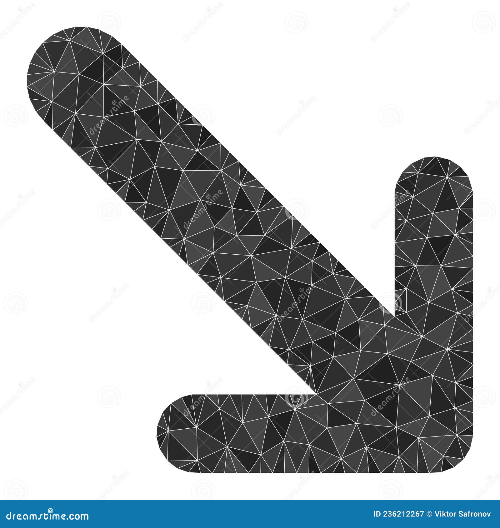 Vector Arrow Down Right Triangle Filled Icon Stock Vector ...