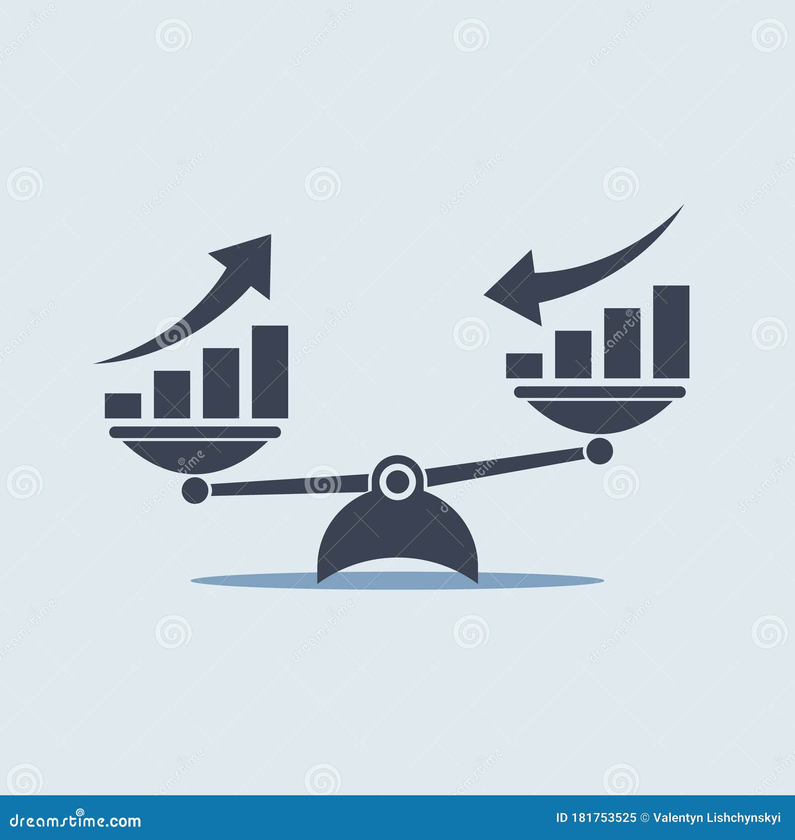 Vector Arrow Graph Up and Down on Scale. Concept Business Stock Vector ...