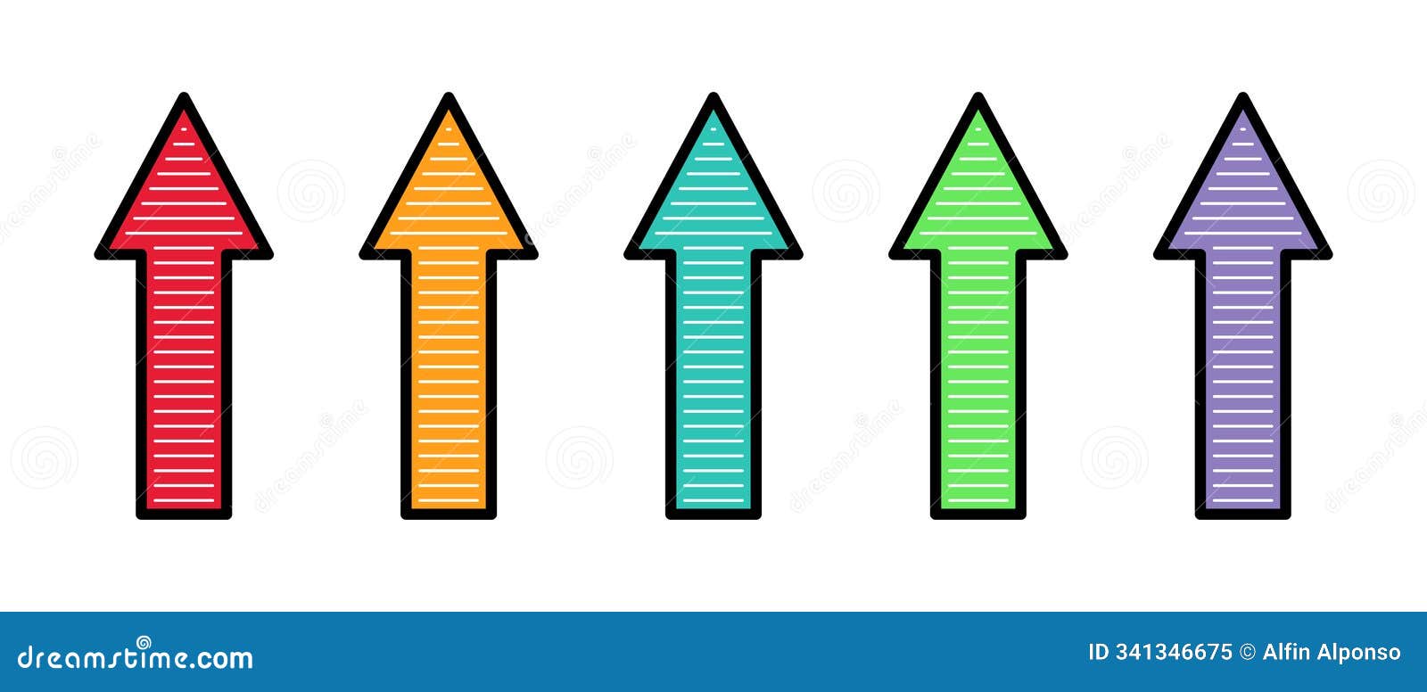 Vector Arrow Icon Set in Striped Style Stock Illustration ...