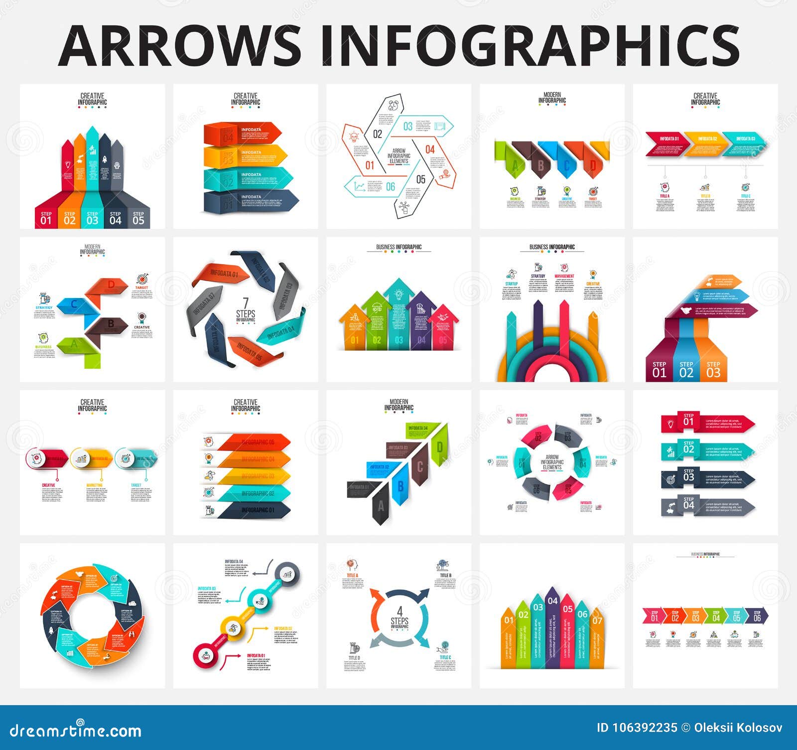 Vector Arrows Infographics Elements Set. Stock Vector - Illustration of ...