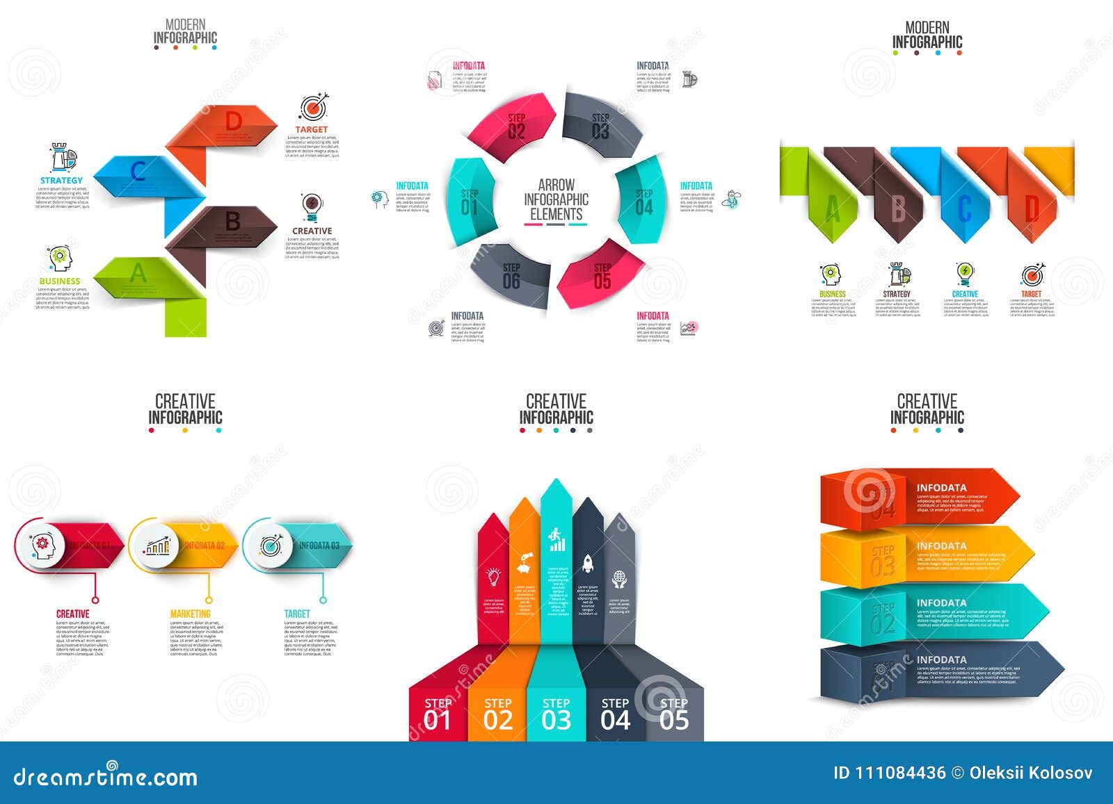 Vector Arrows Infographics Elements Set. Stock Vector - Illustration of ...