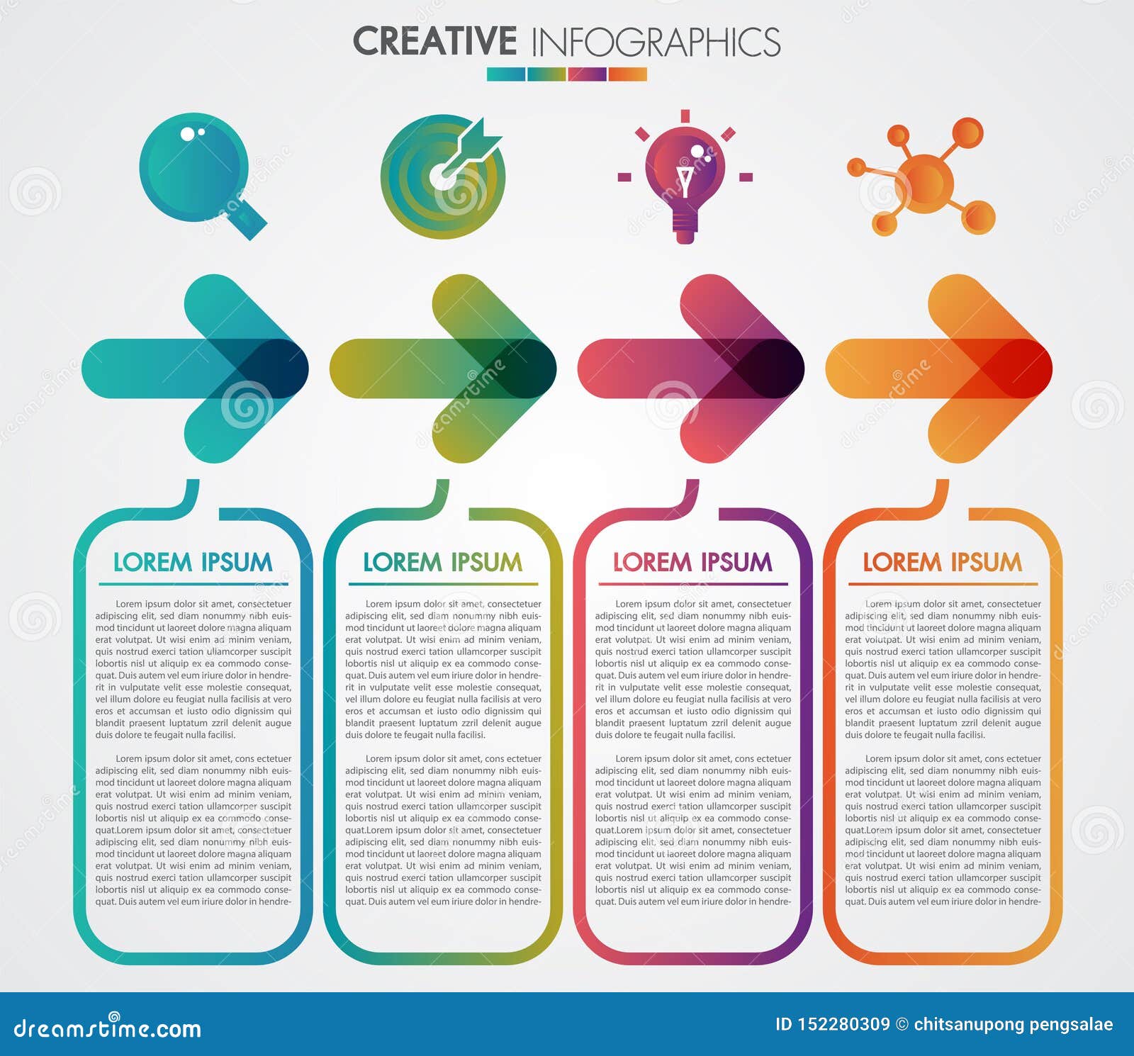 Vector Arrows 4 Steps Timeline Infographics Template Step by Step ...