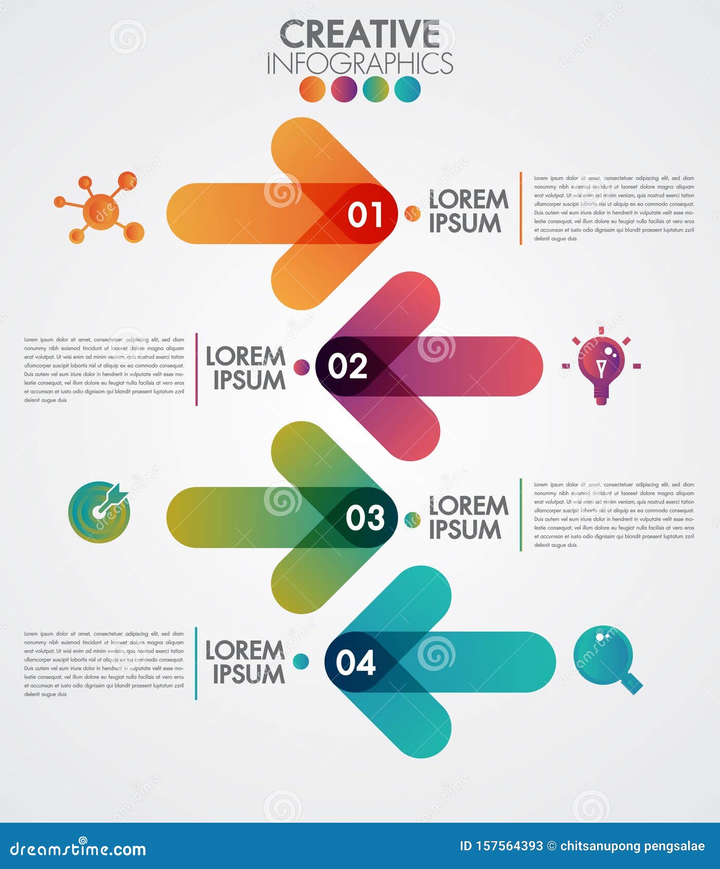 Vector Arrows 4 Steps Timeline Infographics Template Step by Step ...
