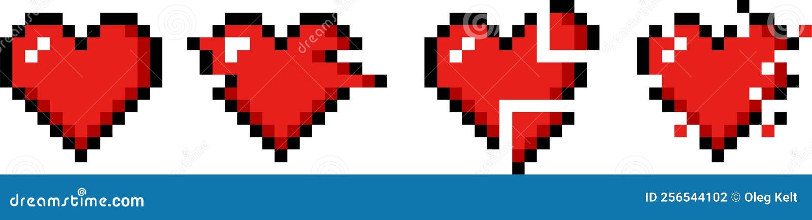 Vector Art 8-bit Heart. Heart with Various Effects of Destruction or ...