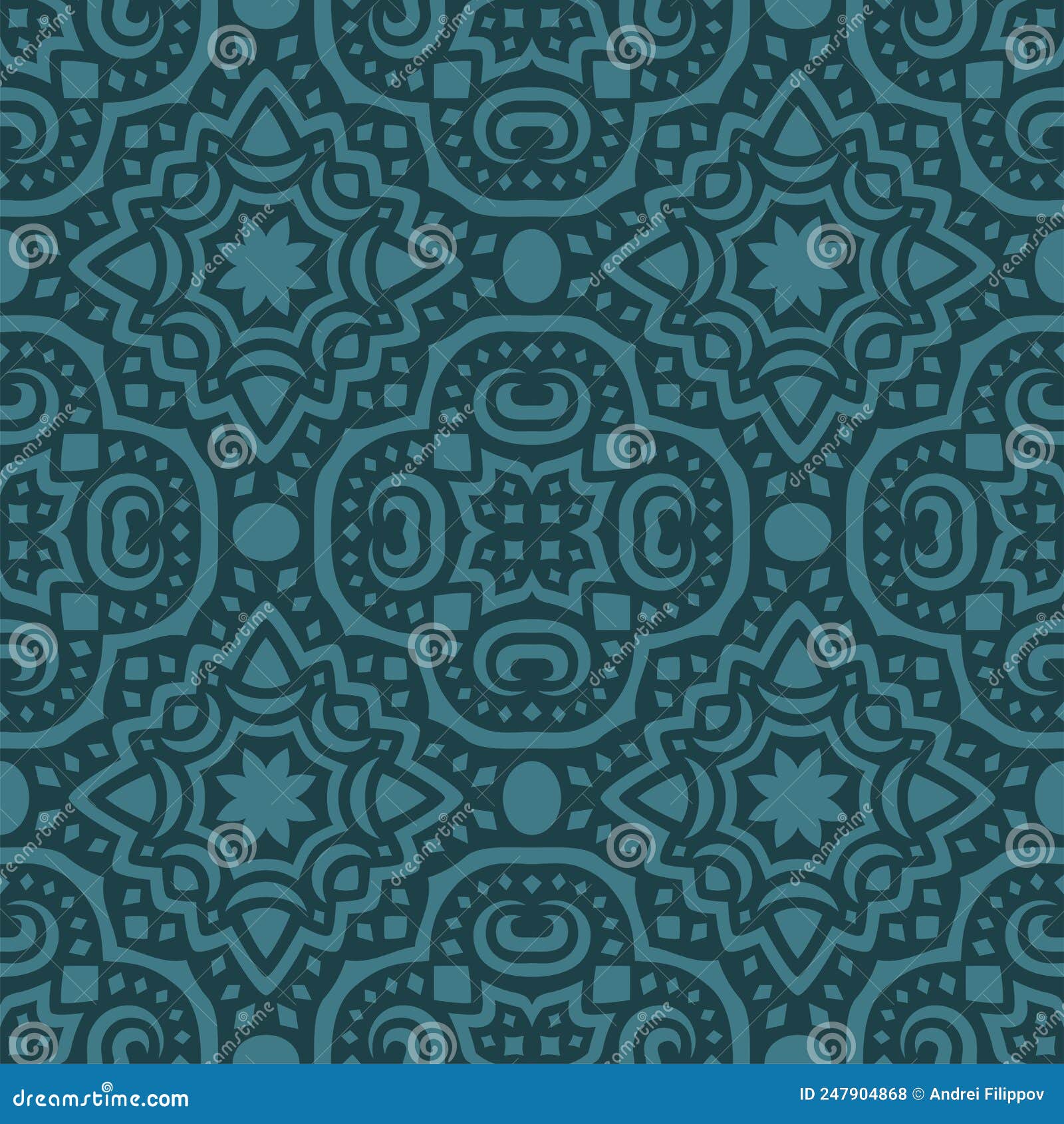 Vector Art with Blue Green Seamless Pattern Stock Vector - Illustration ...