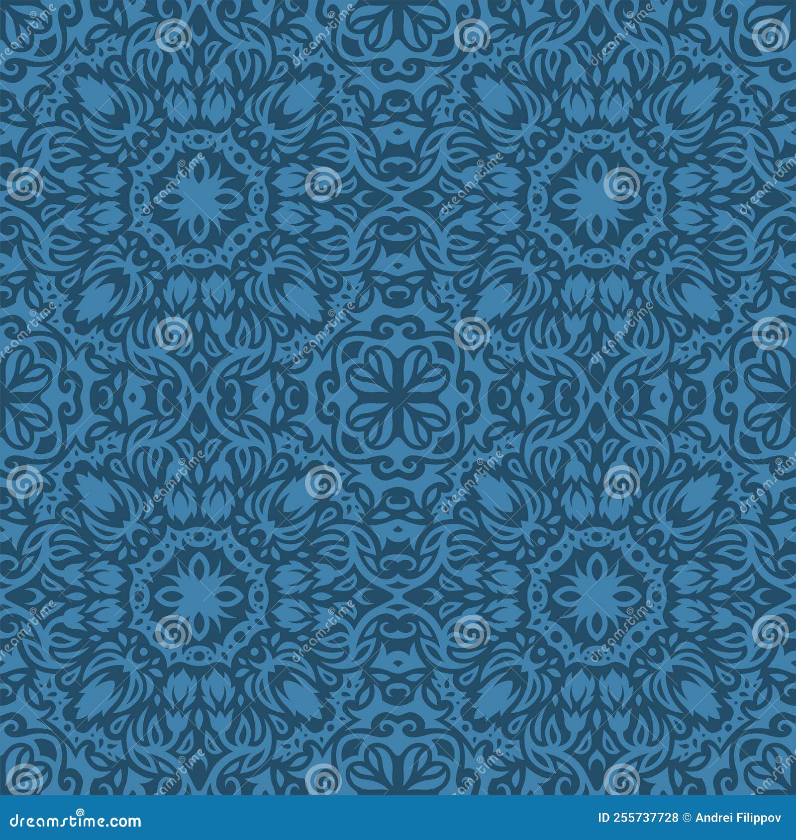 Vector Art with Blue Vintage Tile Pattern Stock Vector - Illustration ...
