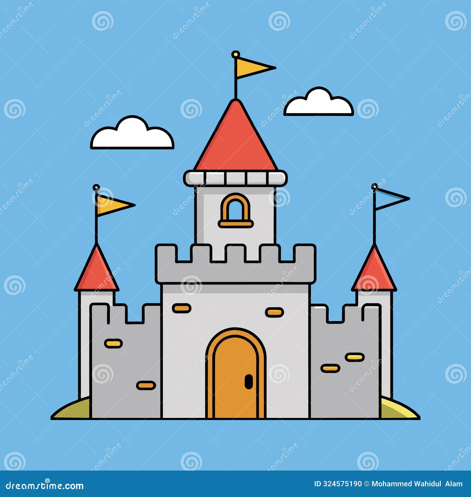 A Vector-art-castle-with-a-big-flag File. Stock Illustration ...