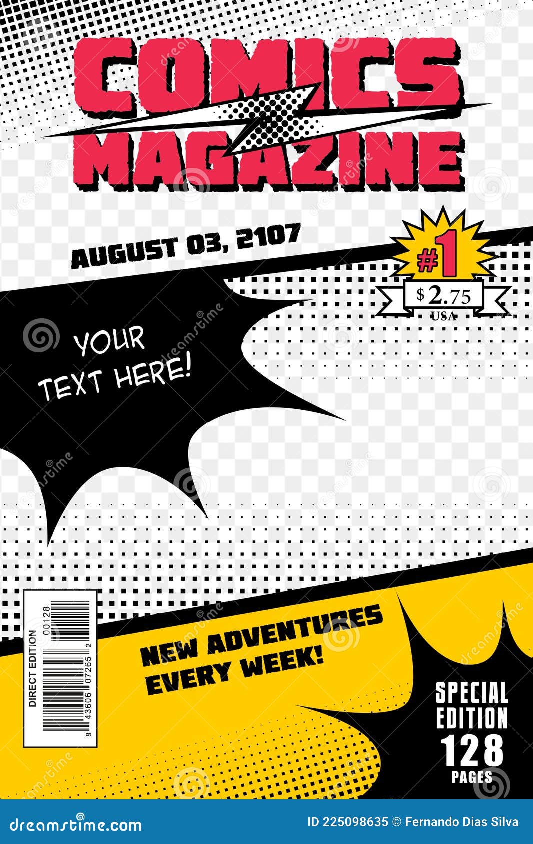 Comic Book Cover Magazine. Vector Art. Stock Vector - Illustration of ...