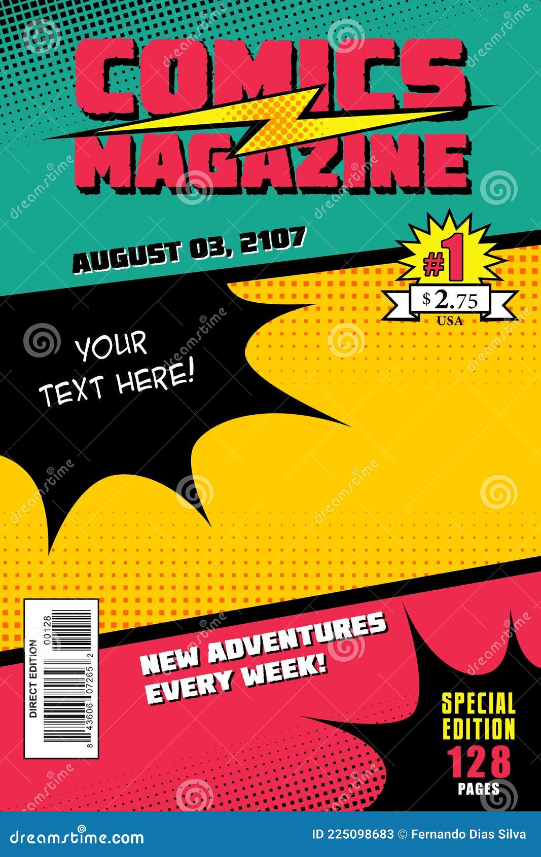 Comic Book Cover Magazine. Vector Art Colorful. Stock Vector ...