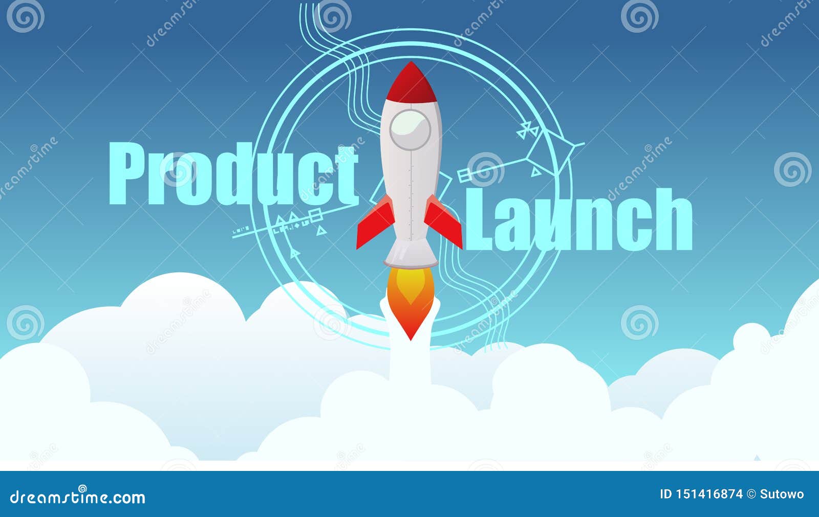 Rocket in the Sky for Product Launch Web Banner, Presentation, Print ...