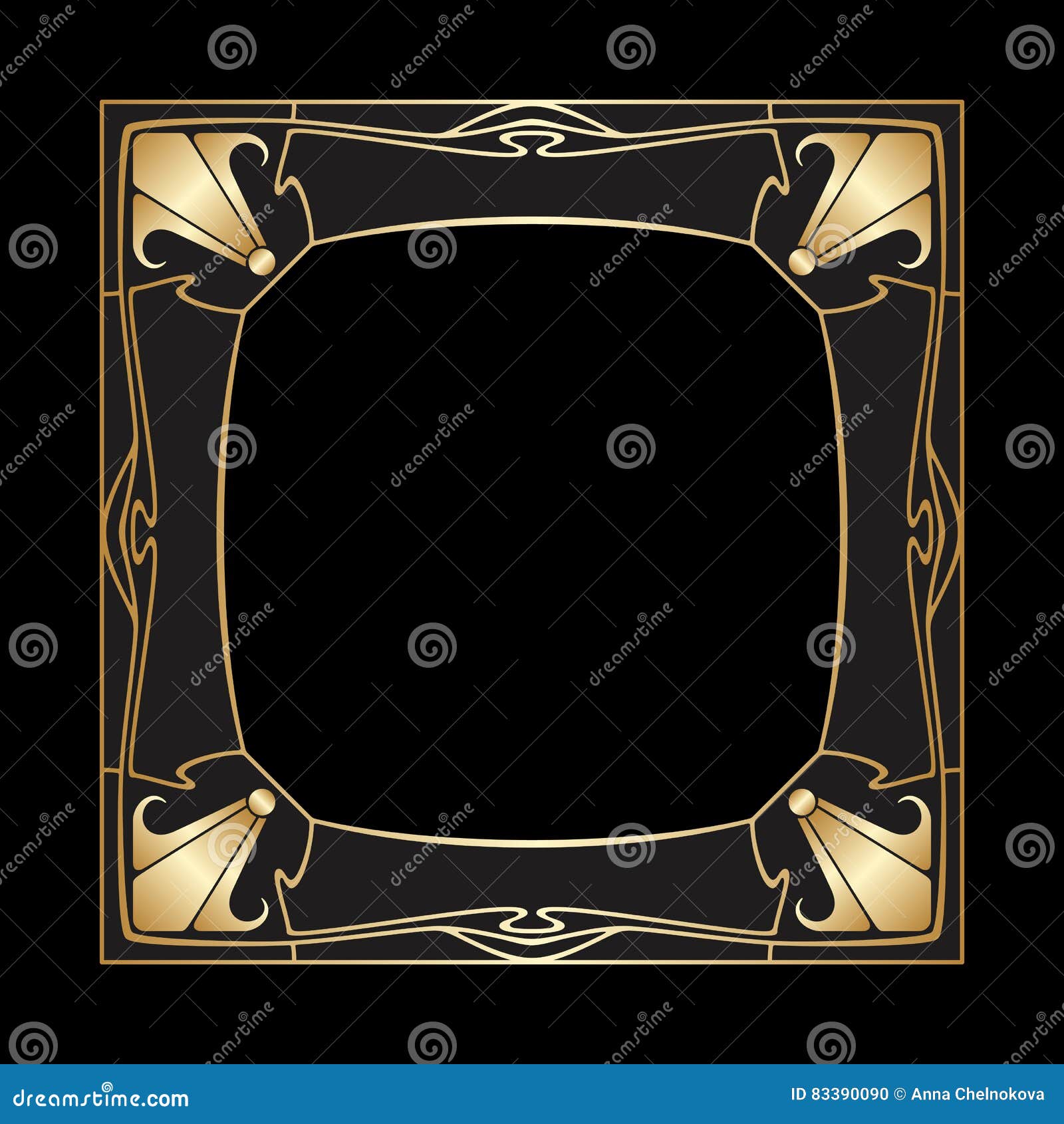 Vector art deco frame. stock vector. Illustration of card - 83390090