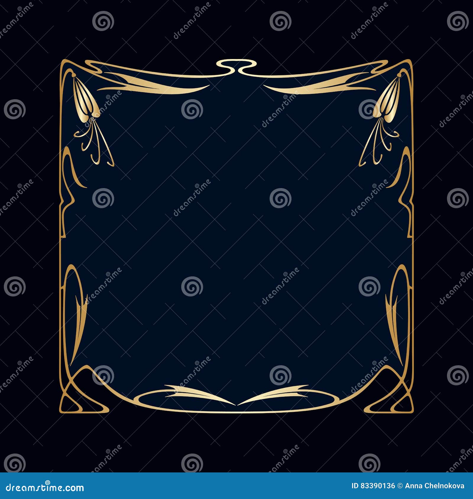 Vector art deco frame. stock vector. Illustration of invitation - 83390136